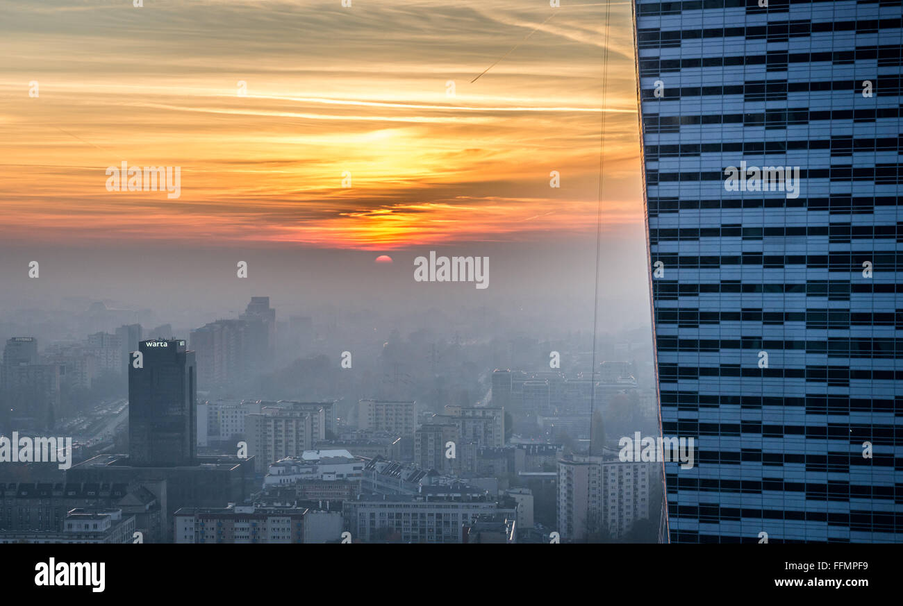 Warsaw sunset aerial hi-res stock photography and images - Alamy
