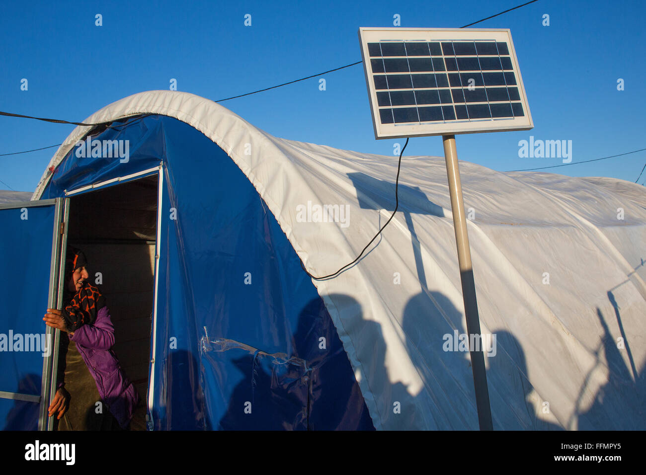 solar panel in a refugee camp in Northern Iraq Stock Photo - Alamy