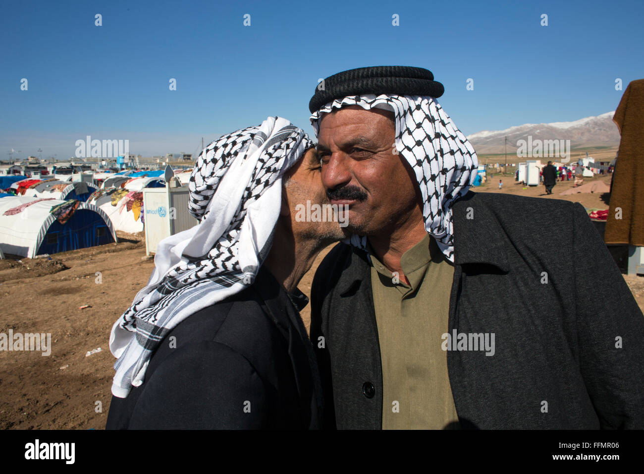 refugee men in Arbat refugee camp in Northern Iraq Stock Photo - Alamy