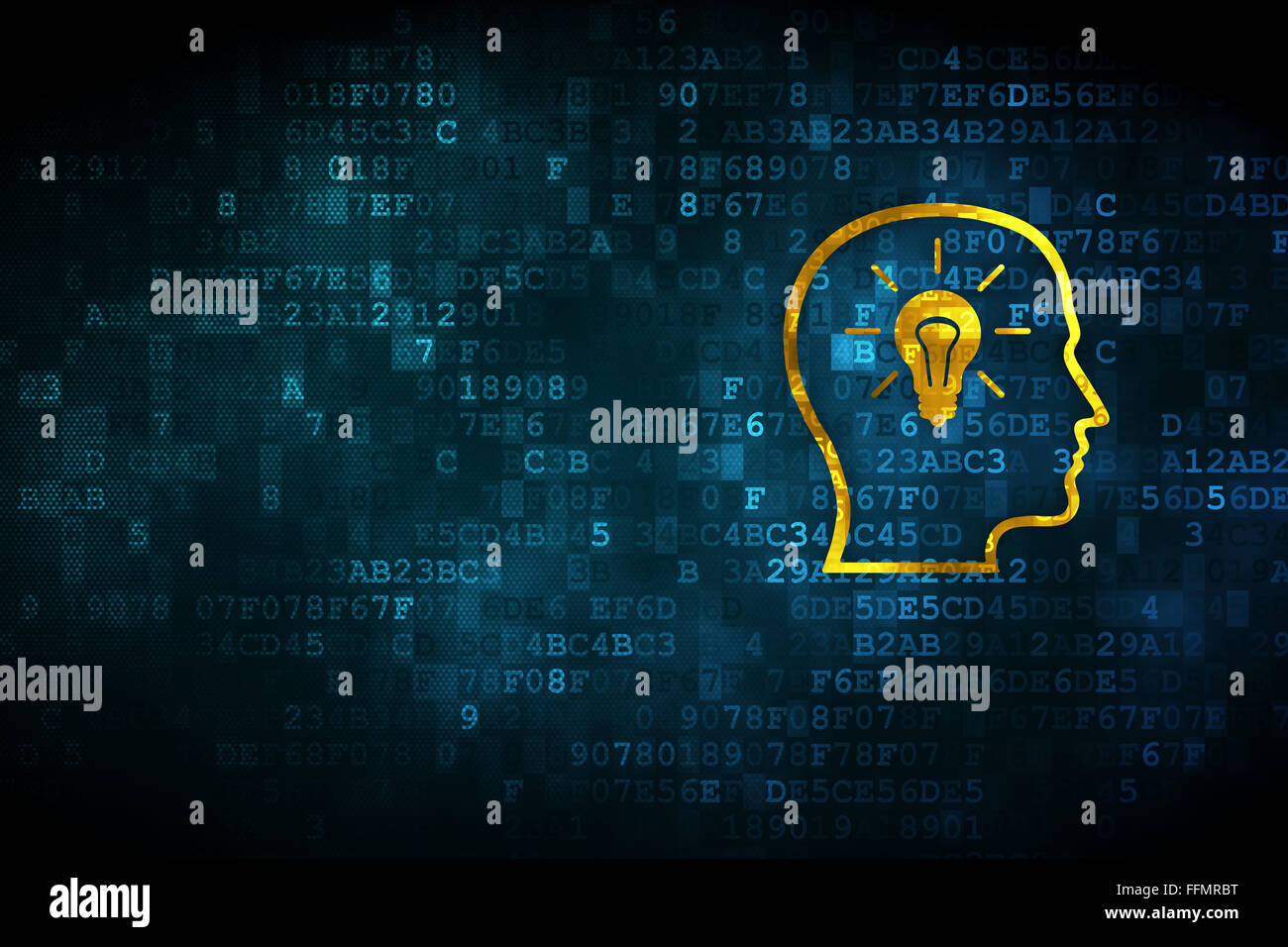 Data concept: Head With Lightbulb on digital background Stock Photo - Alamy