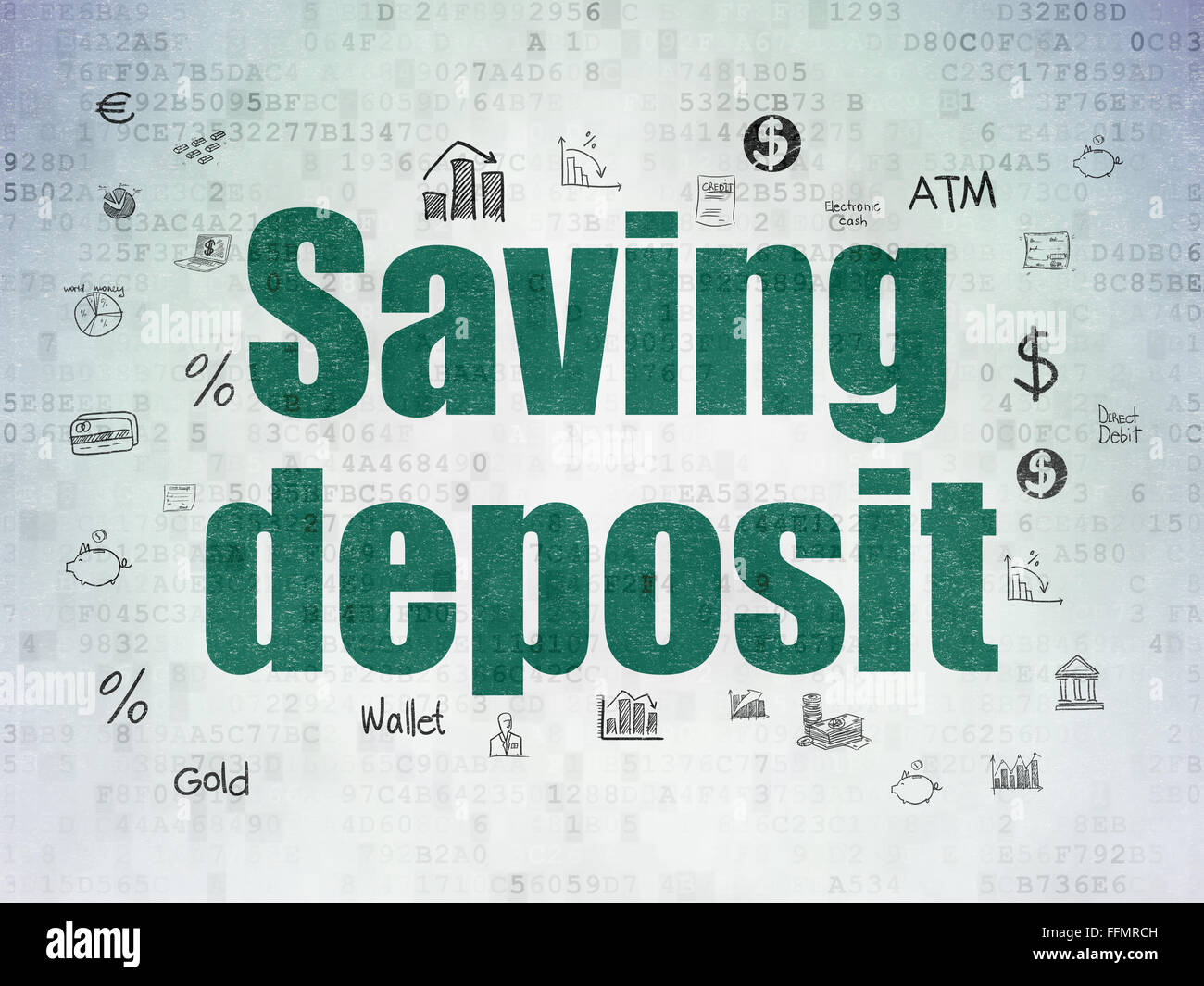 Money concept: Saving Deposit on Digital Paper background Stock Photo ...