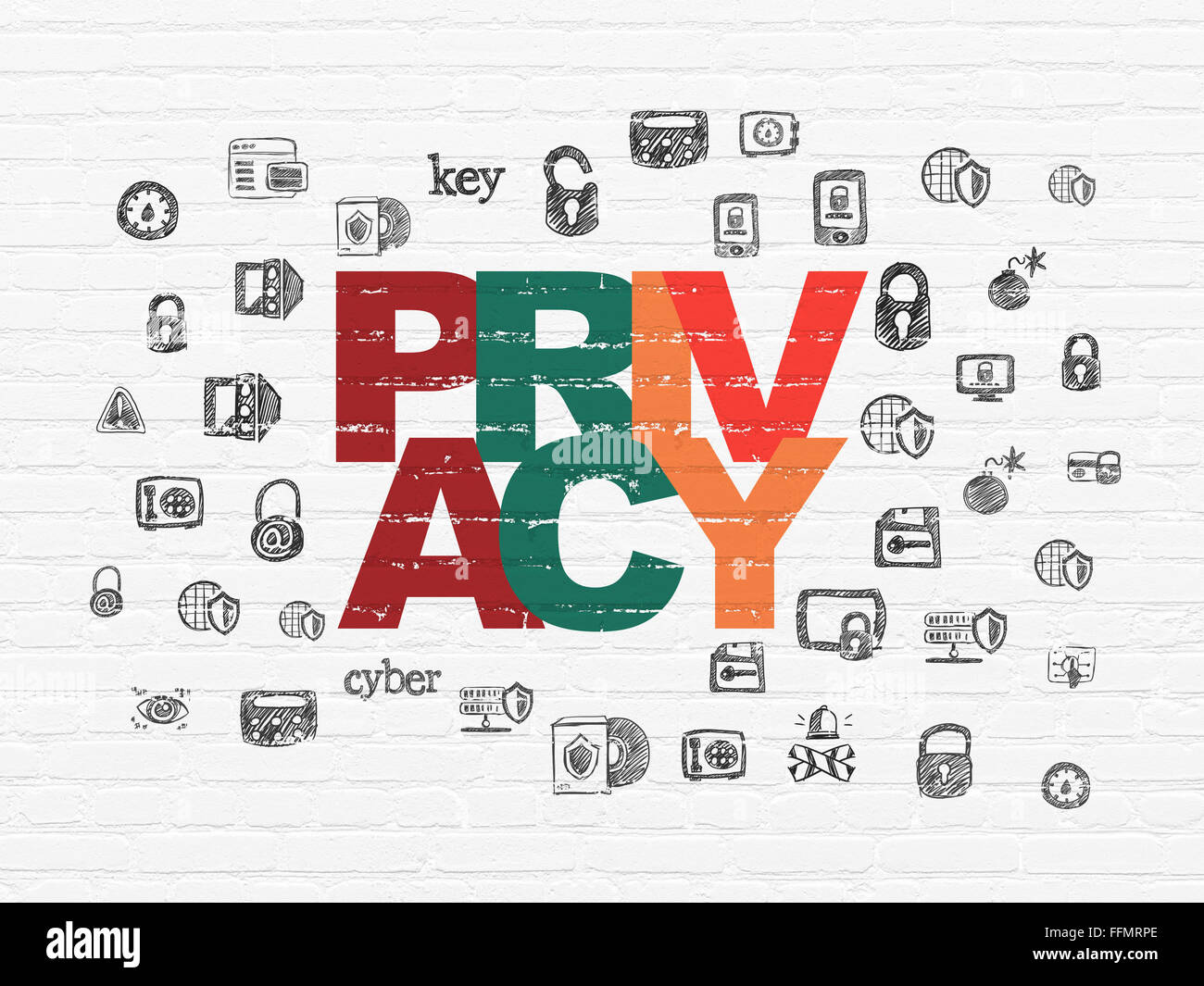 Privacy concept: Privacy on wall background Stock Photo - Alamy