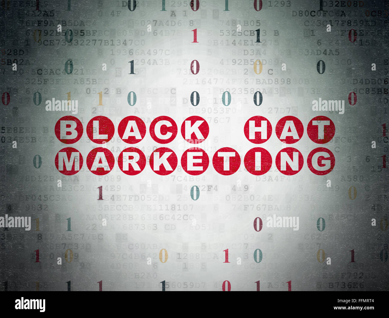 Finance concept: Black Hat Marketing on Digital Paper background Stock ...
