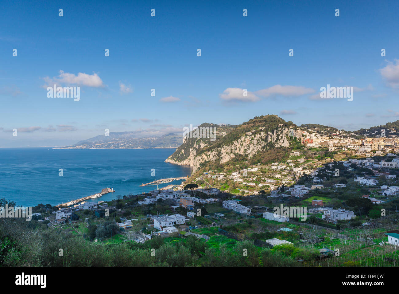 Capri landscape, view of the north coast of Capri with its main point ...