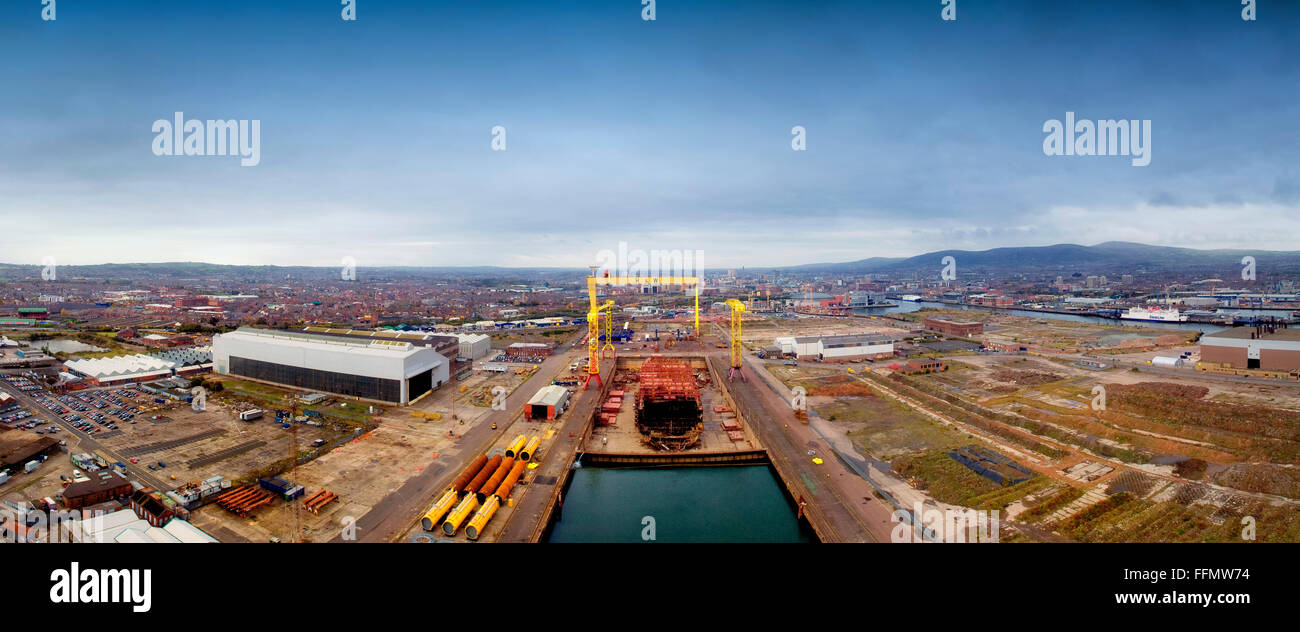 Harland & Wolff shipyard Belfast Northern Ireland Napoli container ship ...