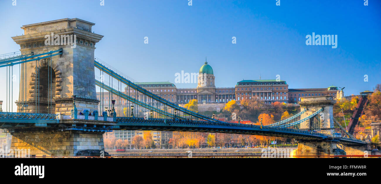 Budapest, Chain Bridge and Buda Castle, Hungary Stock Photo - Alamy