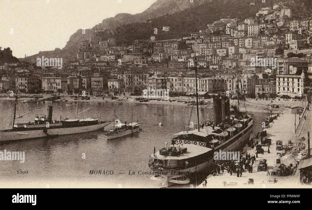 Monaco - Cunard steam cruise Ship in Harbor - Vintage postcard - 1900 ...