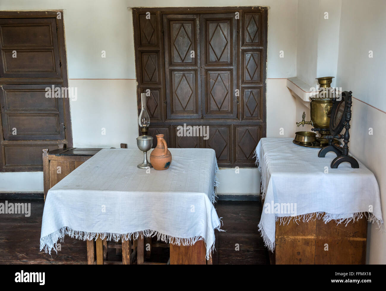 interior of duplex of small wooden hut, where Stalin was bron at Joseph ...