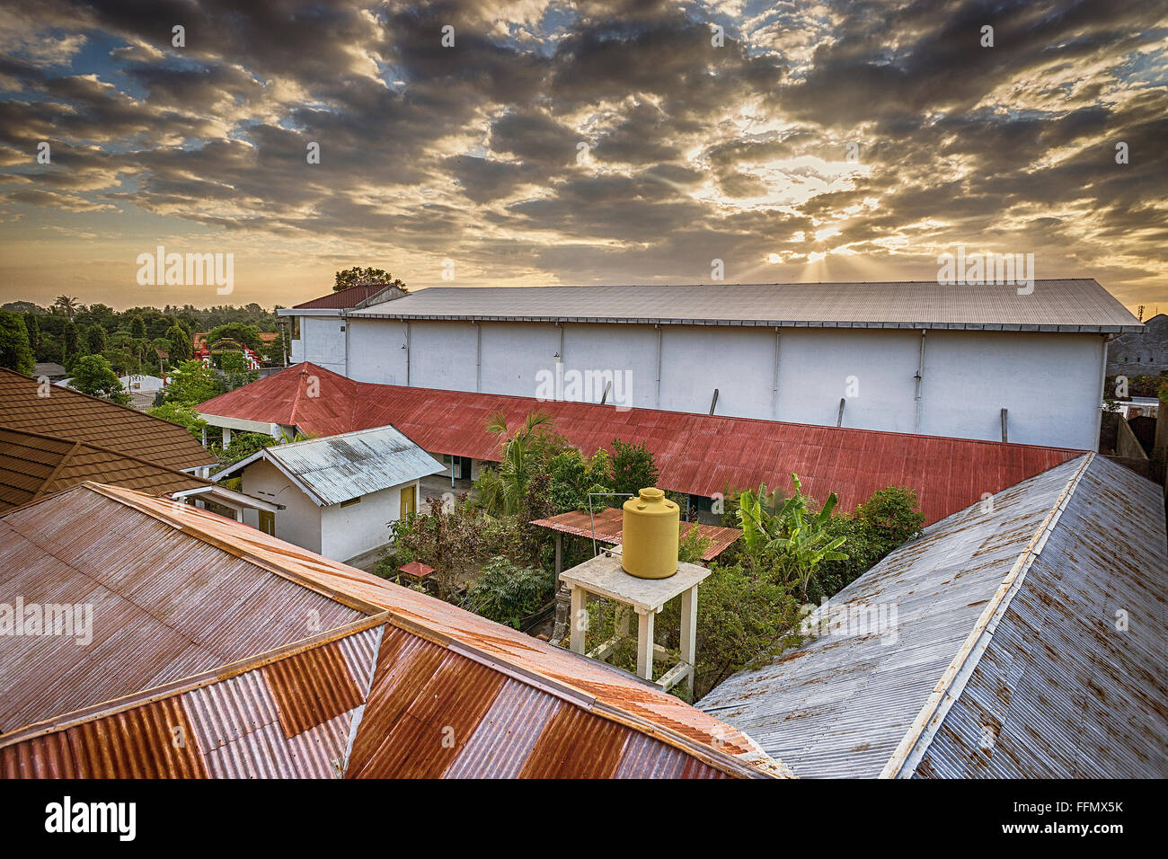 Sun and Building Stock Photo - Alamy