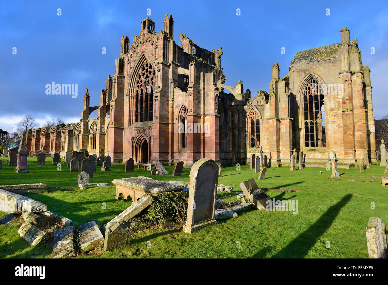 Ruins of Melrose Abbey, Scottish Borders, UK Stock Photo - Alamy