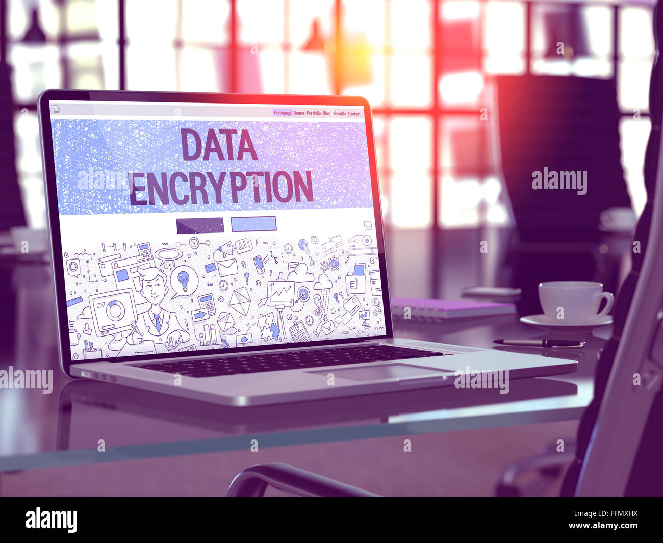 Laptop Screen with Data Encryption Concept Stock Photo - Alamy