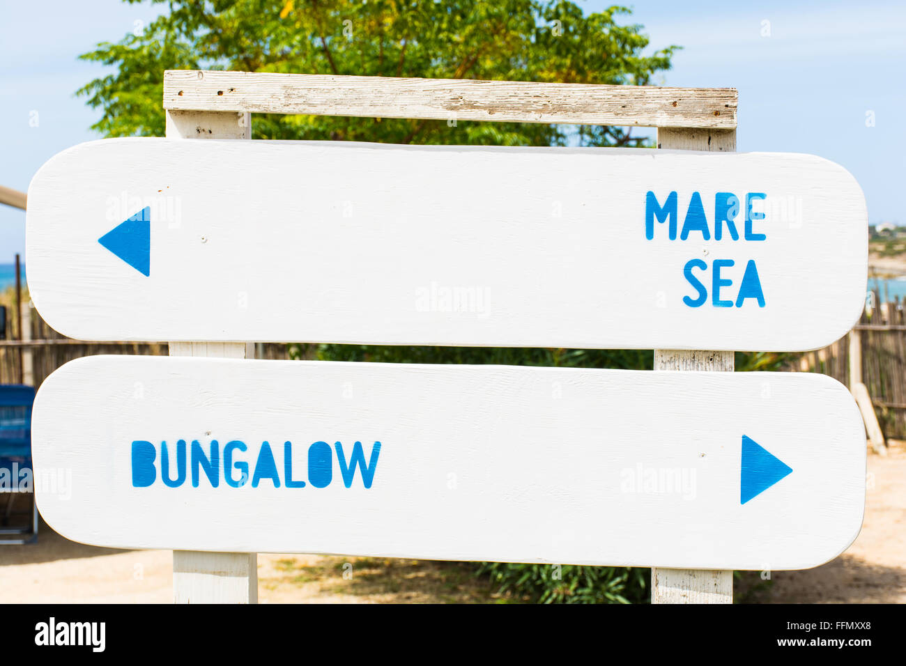 Italian Typical signs of campsites and holiday parks. Sea concept ...