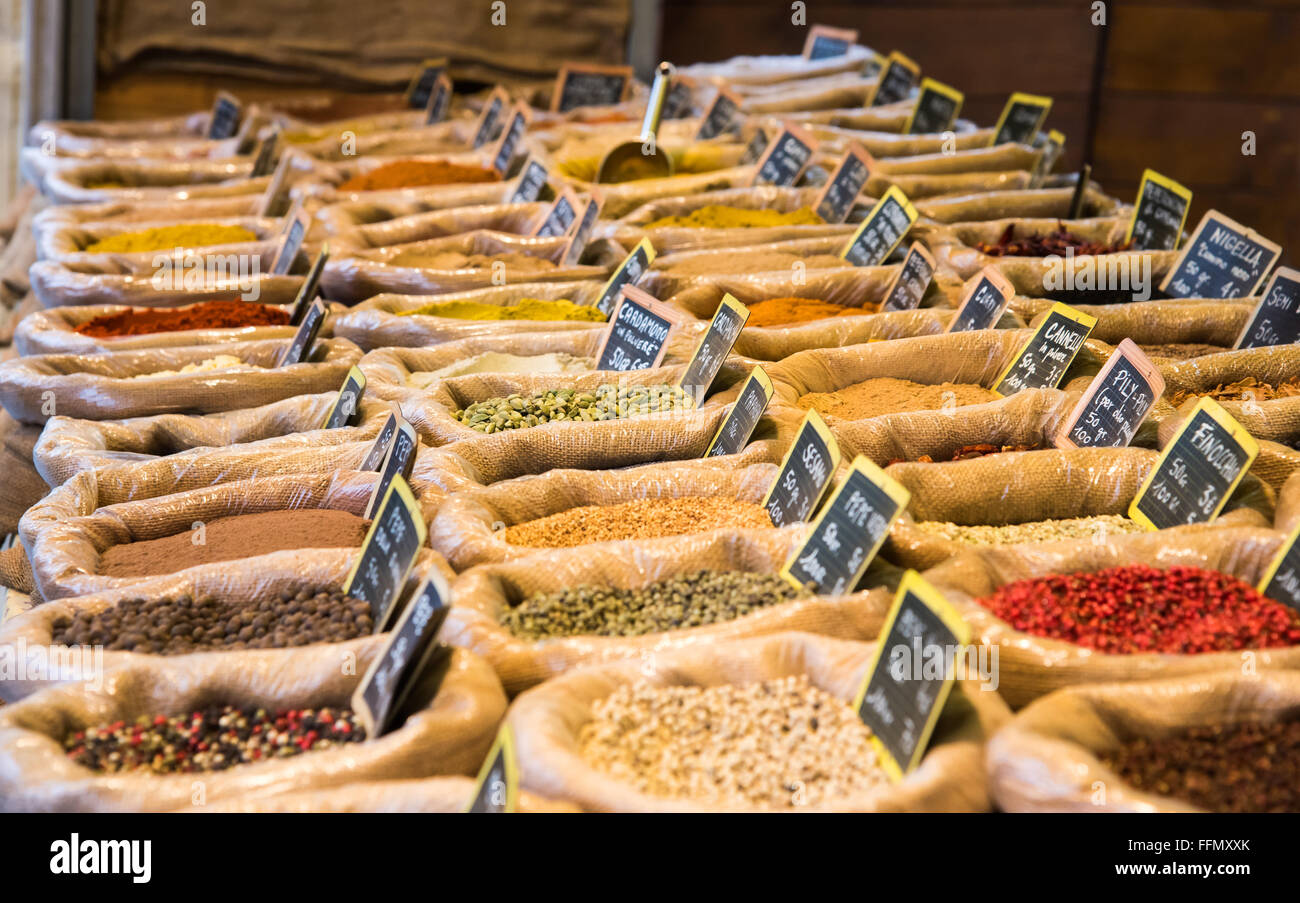 exposure of various spices on a stand Stock Photo - Alamy