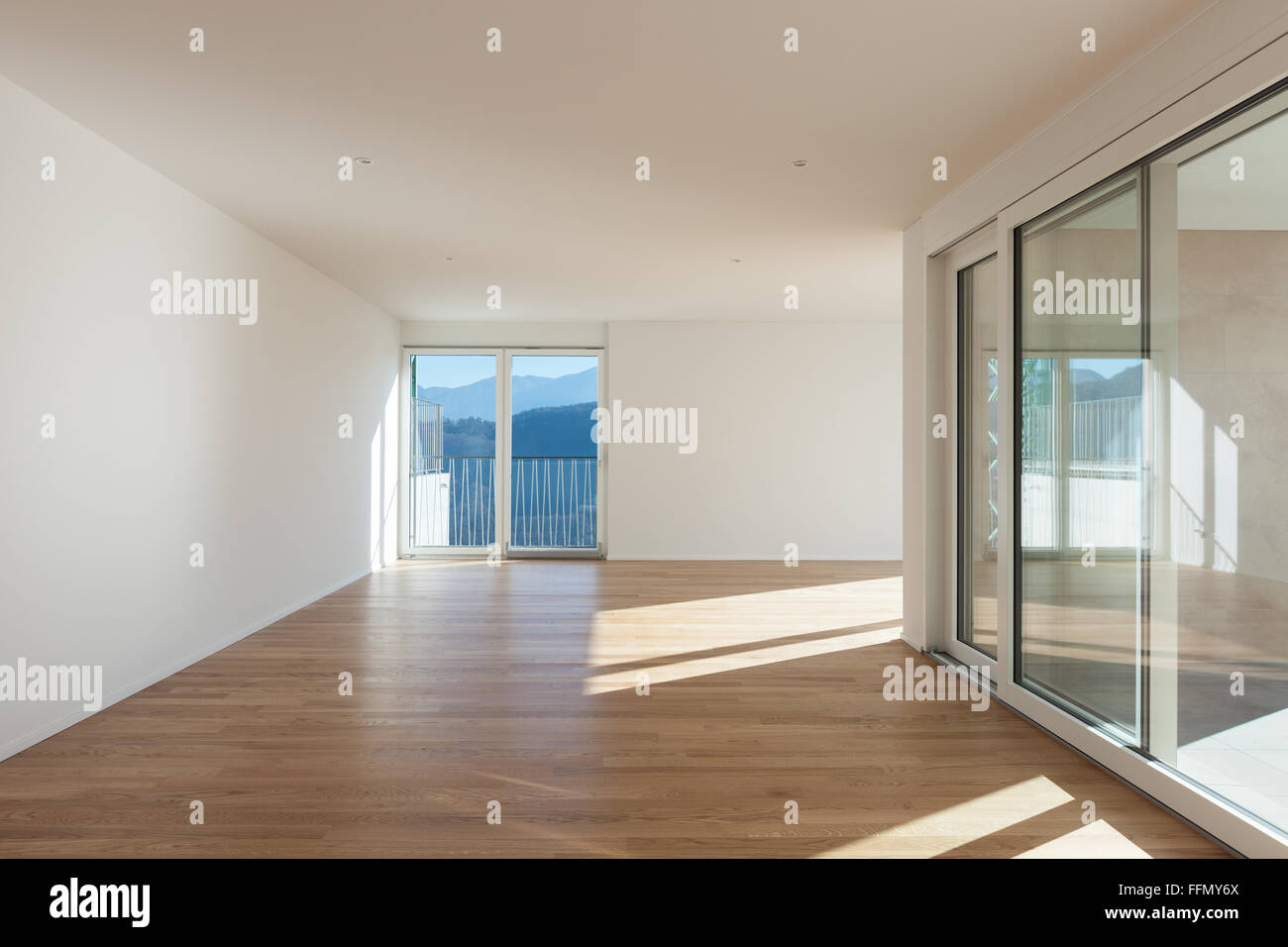 interior of a modern apartment, empty open space, hardwood floor Stock ...