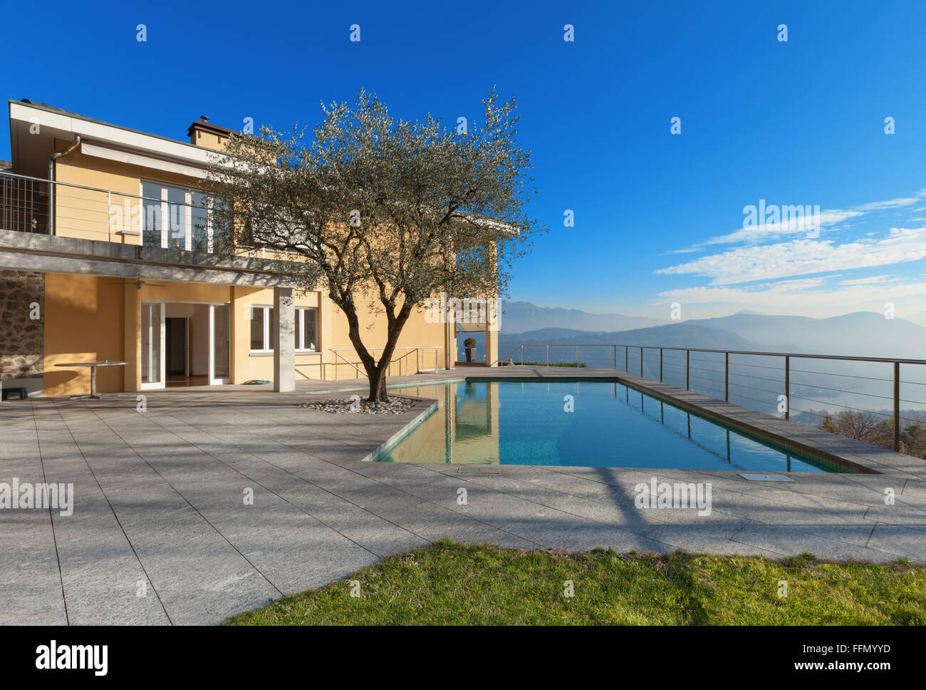 architecture, exterior of a modern building with pool Stock Photo - Alamy