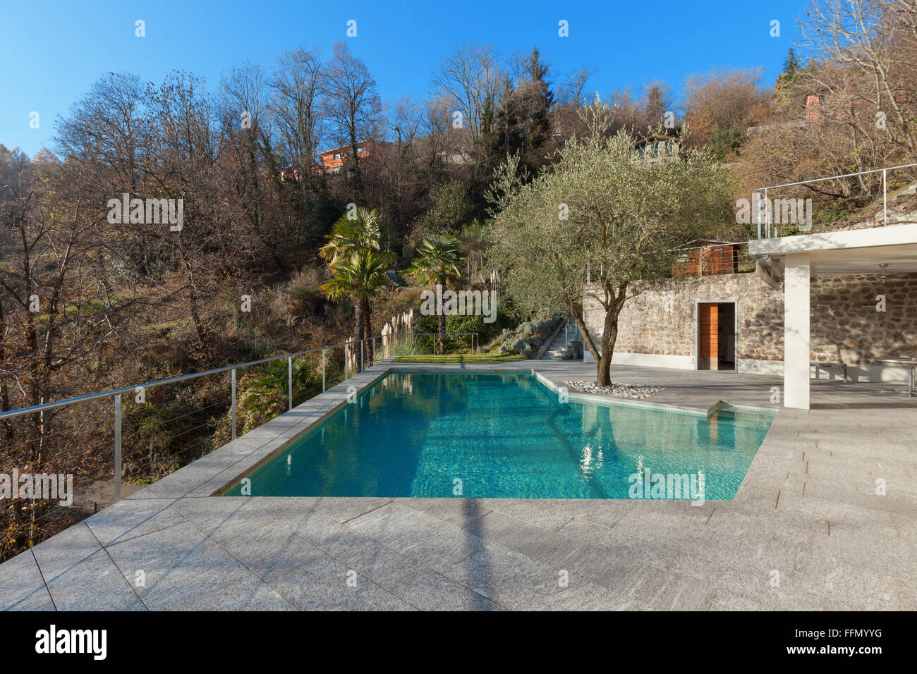 architecture, exterior of a modern building with pool Stock Photo - Alamy