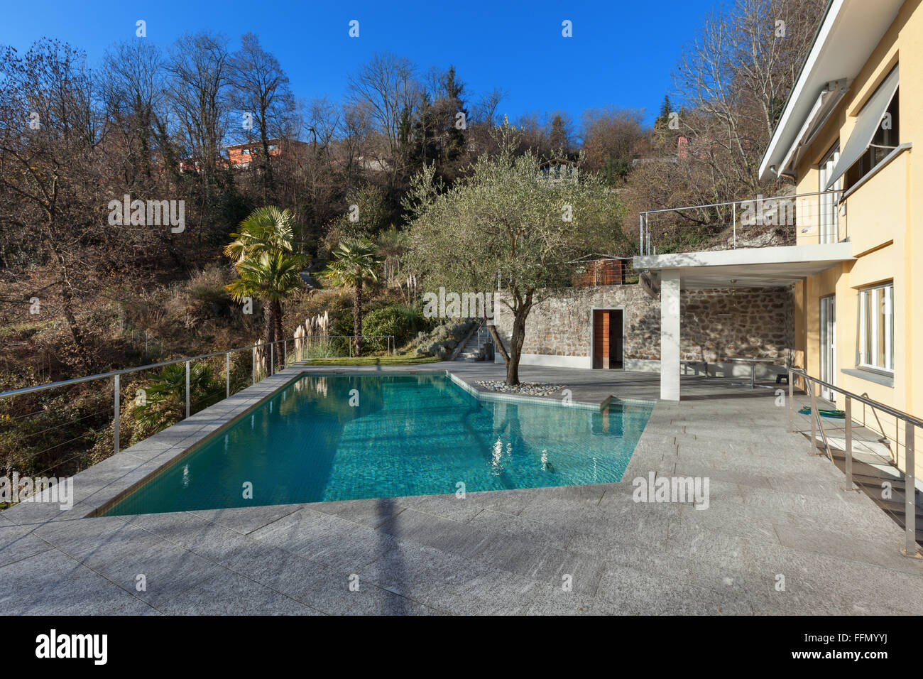 architecture, exterior of a modern building with pool Stock Photo - Alamy