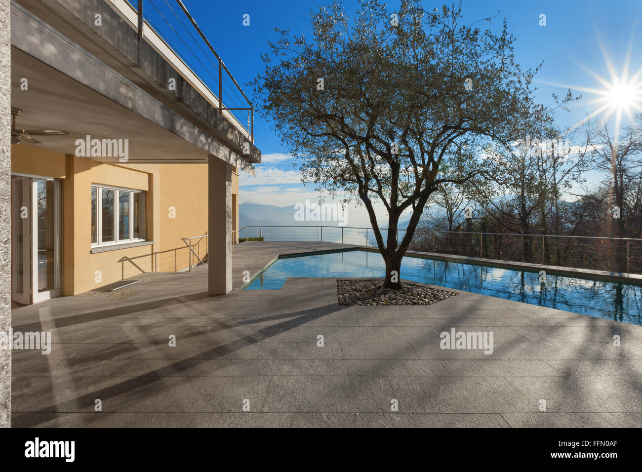 architecture, exterior of a modern building with pool Stock Photo - Alamy