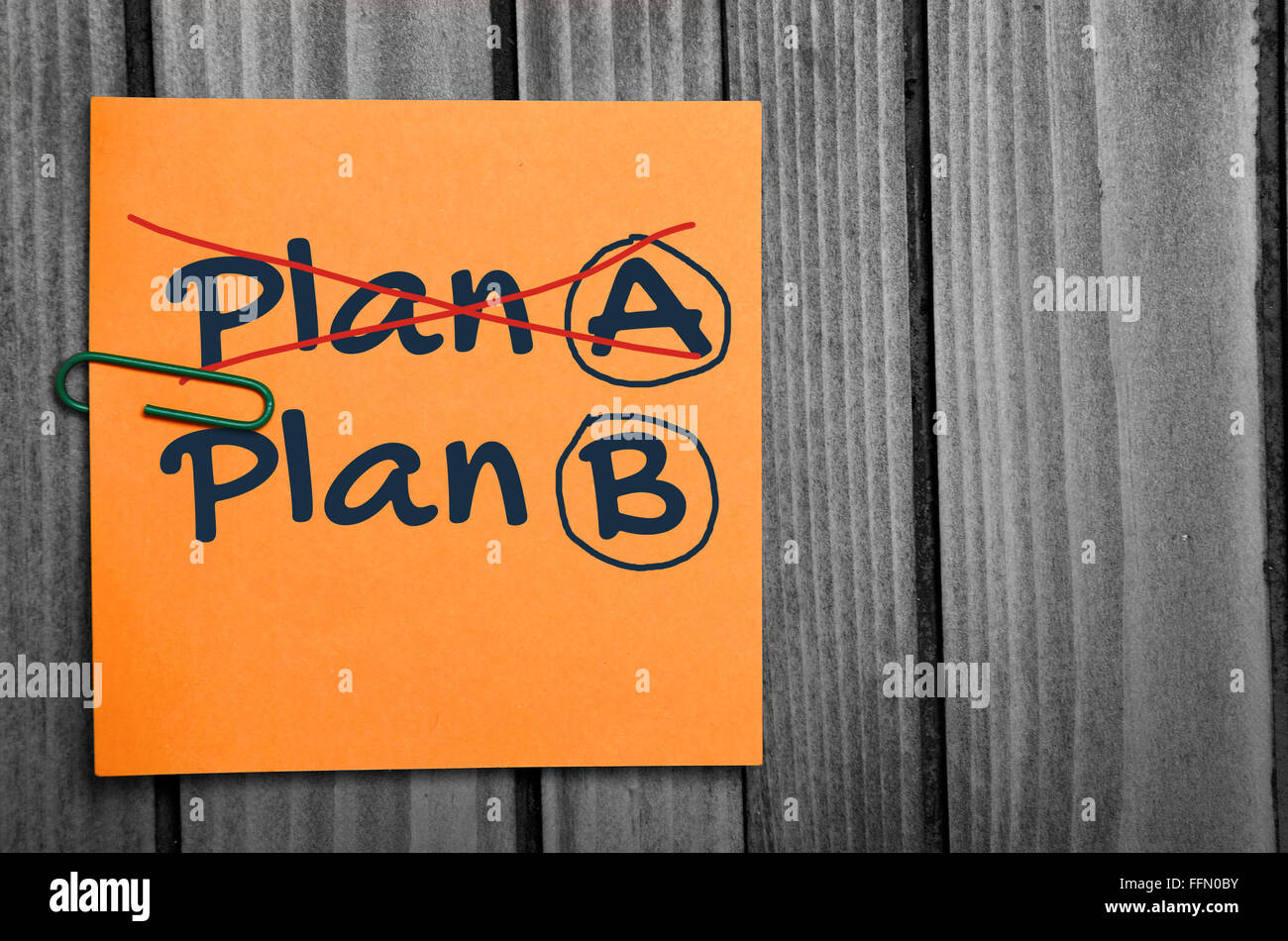 Plan A Plan B word on orange notes Stock Photo - Alamy