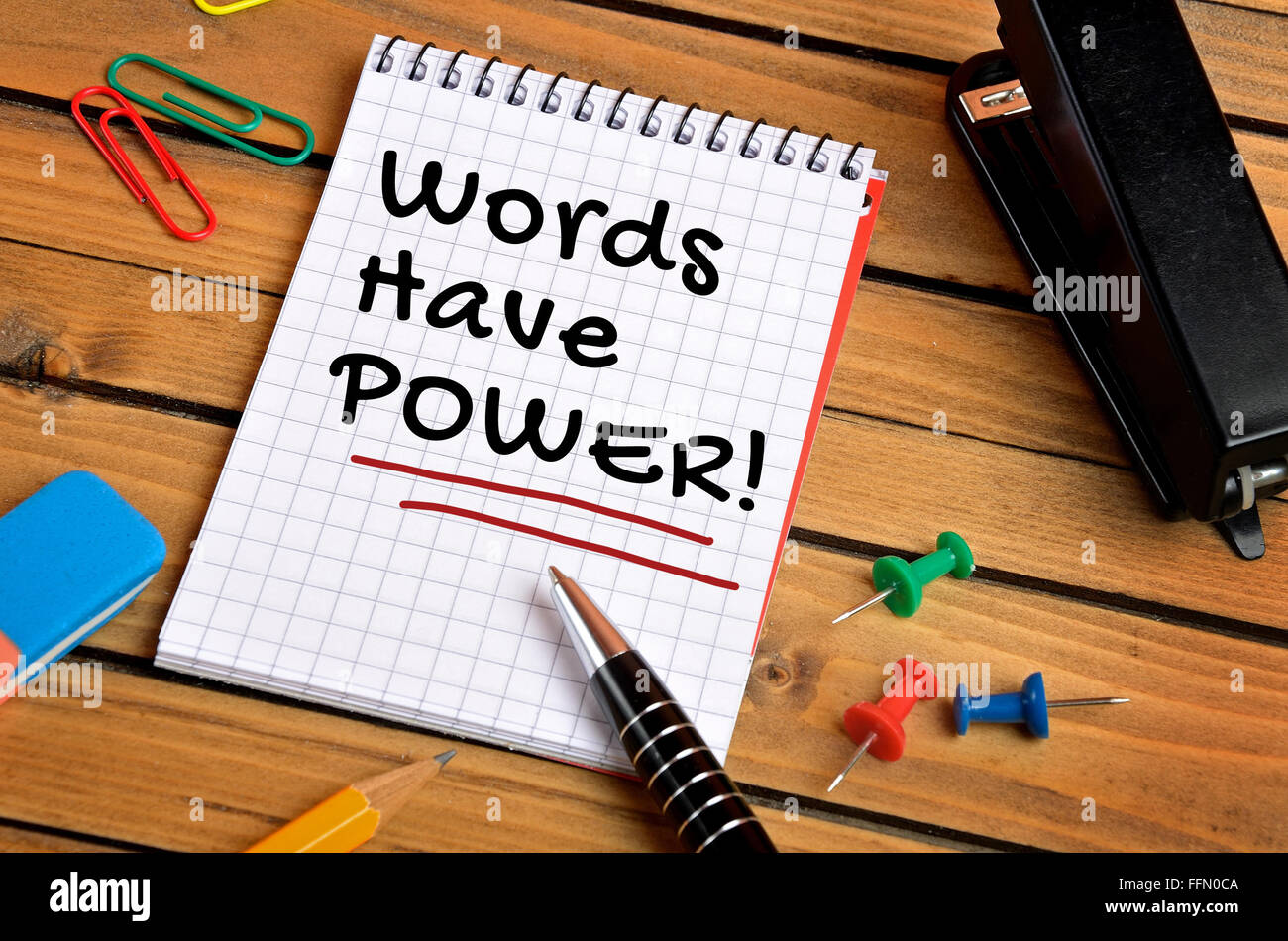 Words have power word on notebook Stock Photo - Alamy