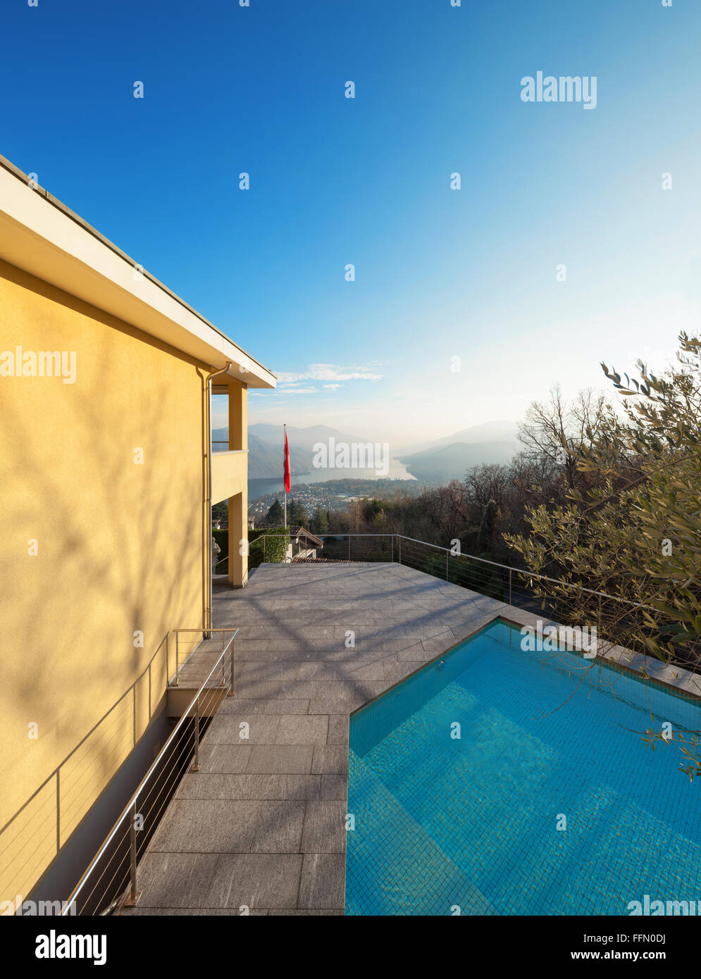 architecture, exterior of a modern building with pool Stock Photo - Alamy