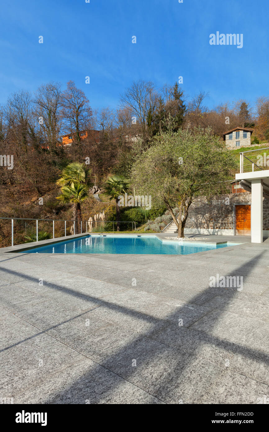 architecture, exterior of a modern building with pool Stock Photo - Alamy