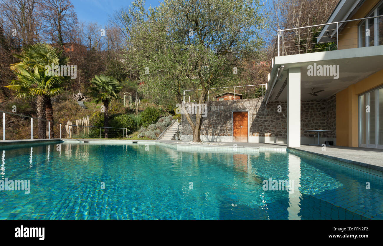 architecture, exterior of a modern building with pool Stock Photo - Alamy