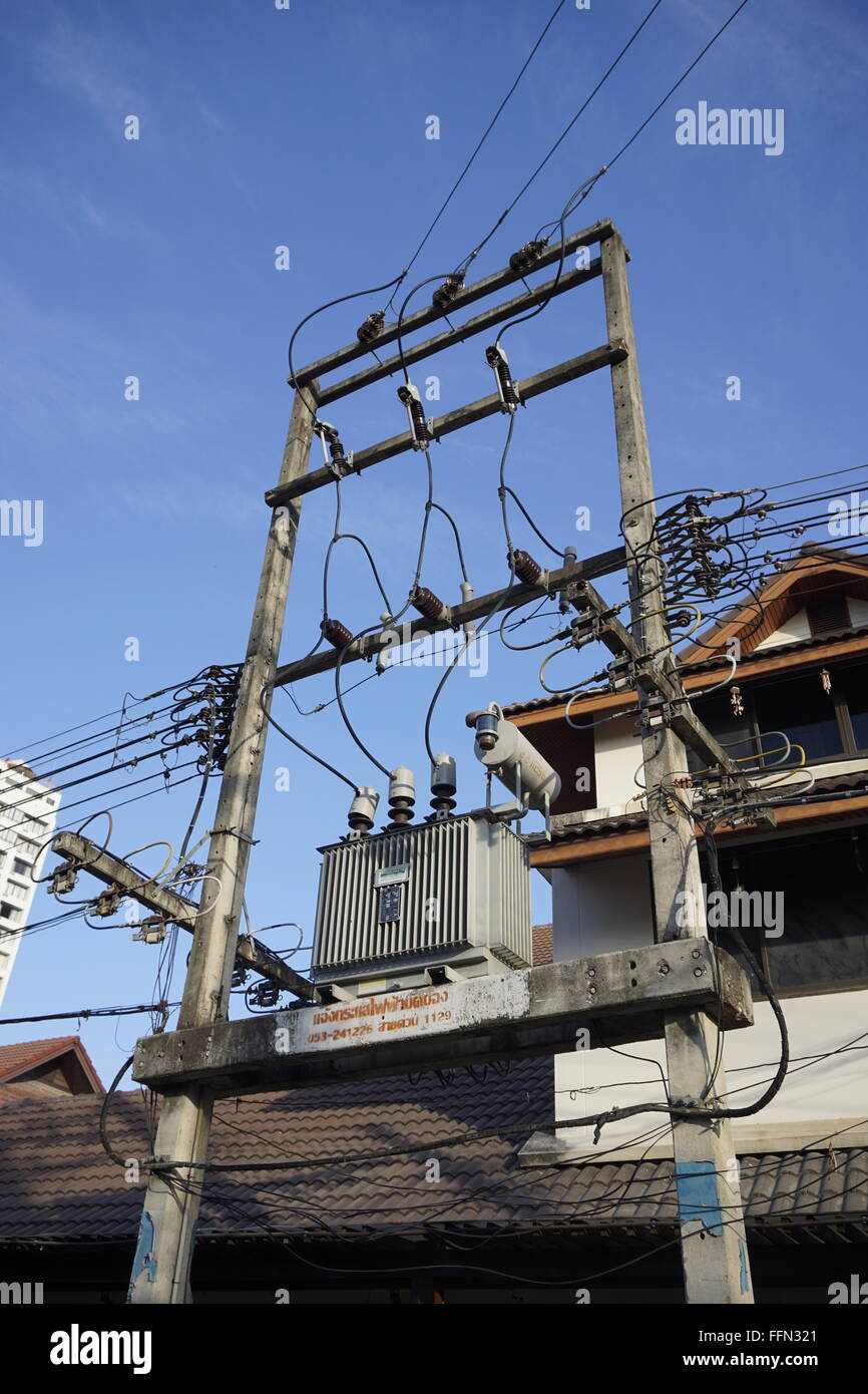 electricity distribution grid in Chiang Mai, Thailand Stock Photo - Alamy