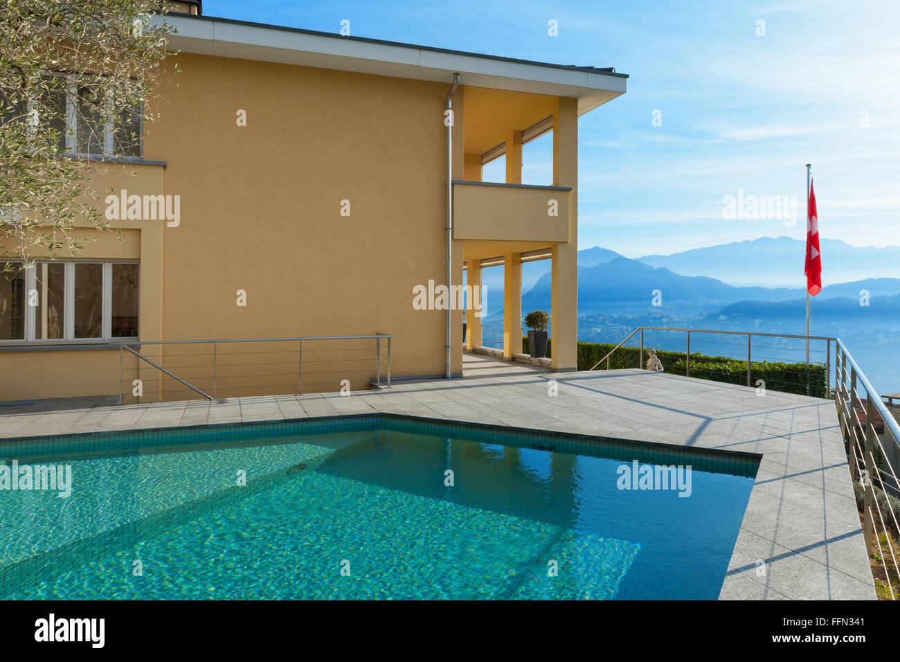 architecture, exterior of a modern building with pool Stock Photo - Alamy