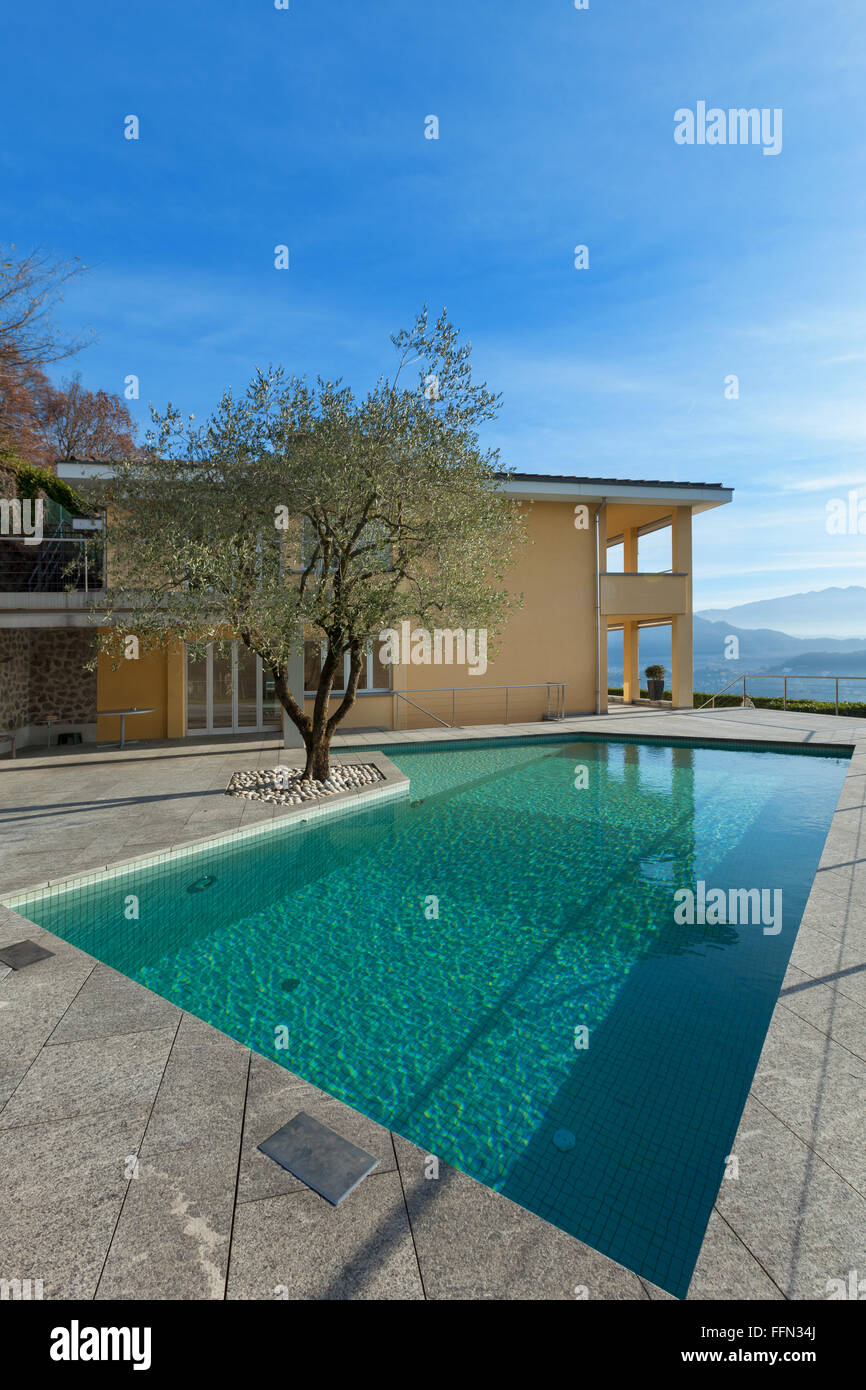 architecture, exterior of a modern building with pool Stock Photo - Alamy
