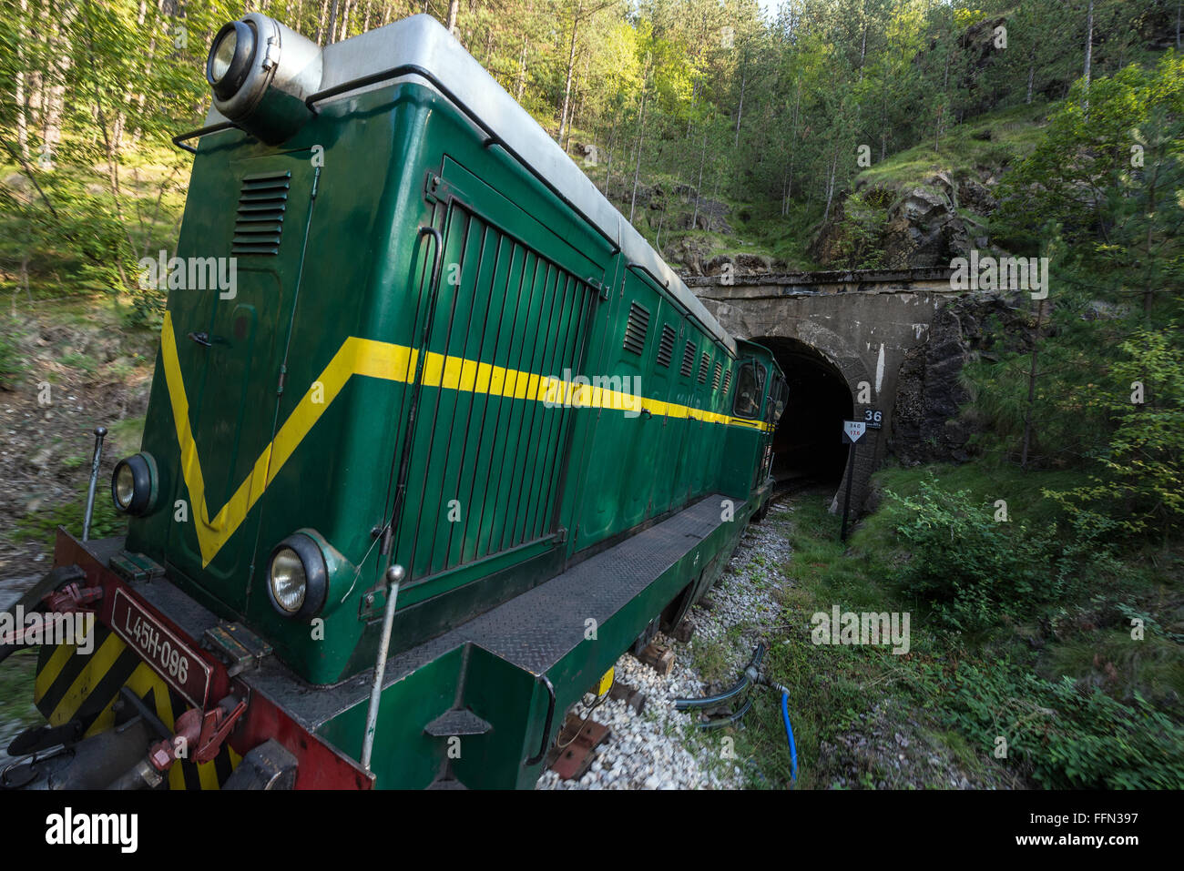 FAUR diesel locomotive L45H-096 from 1987 of Sargan Eight narrow-gauge ...