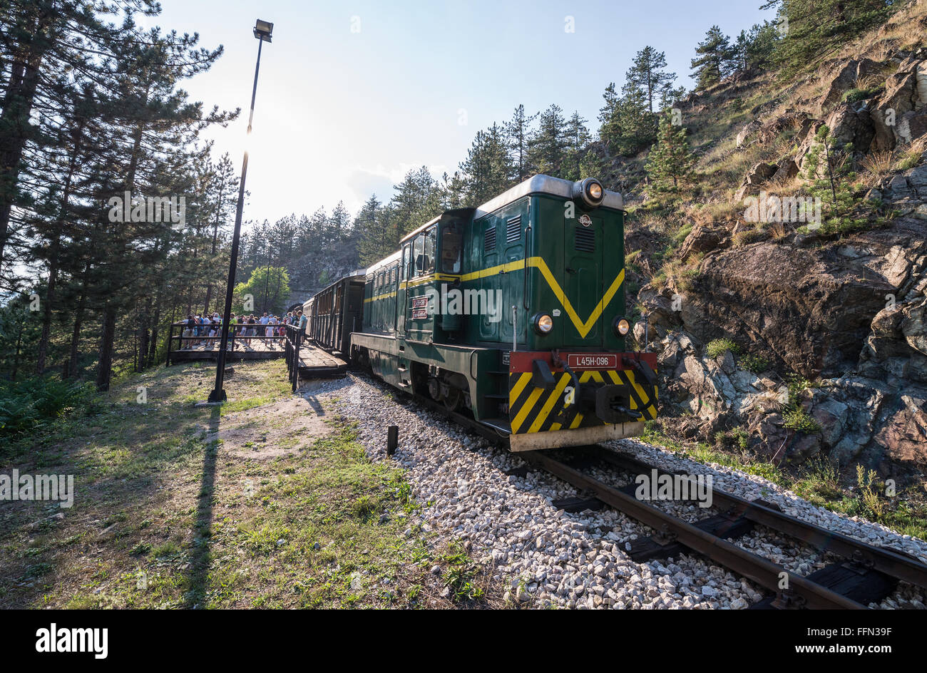 FAUR diesel locomotive L45H-096 from 1987 of Sargan Eight narrow-gauge ...
