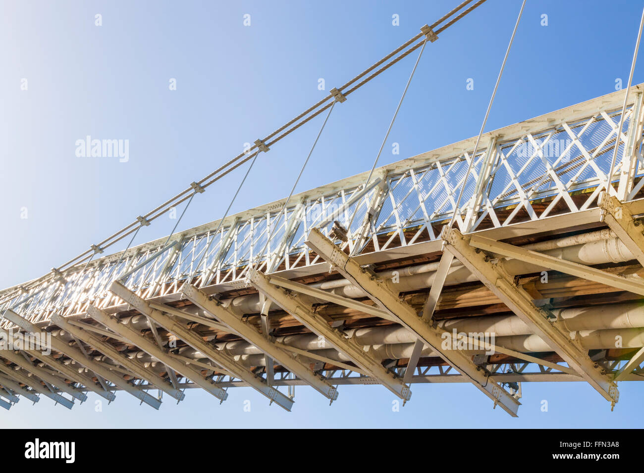 Structure underneath the cast iron and wooden footbridge of Wilford ...