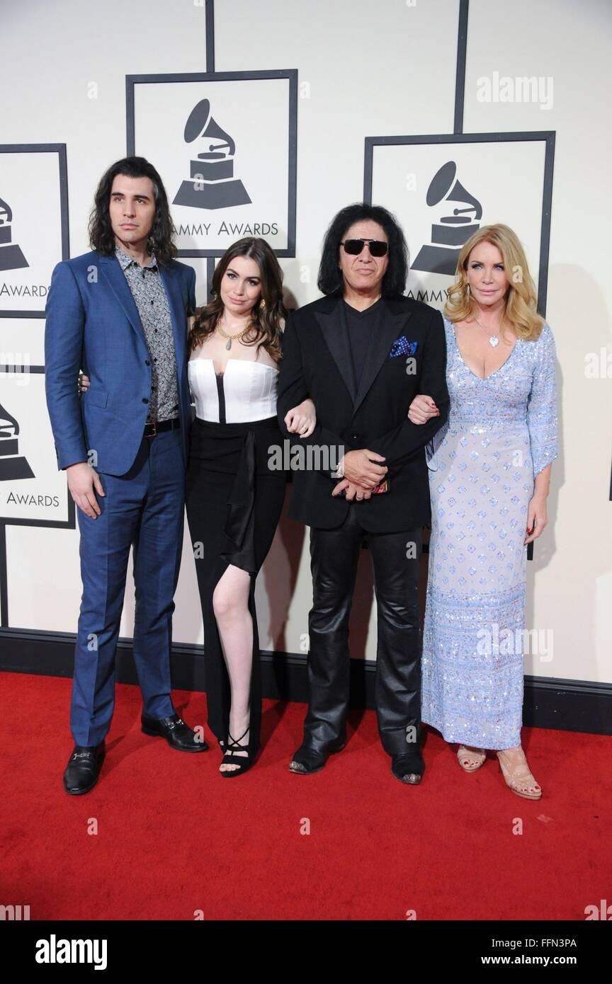Los Angeles, CA, USA. 15th Feb, 2016. Gene Simmons, Shannon Tweed, Nick ...