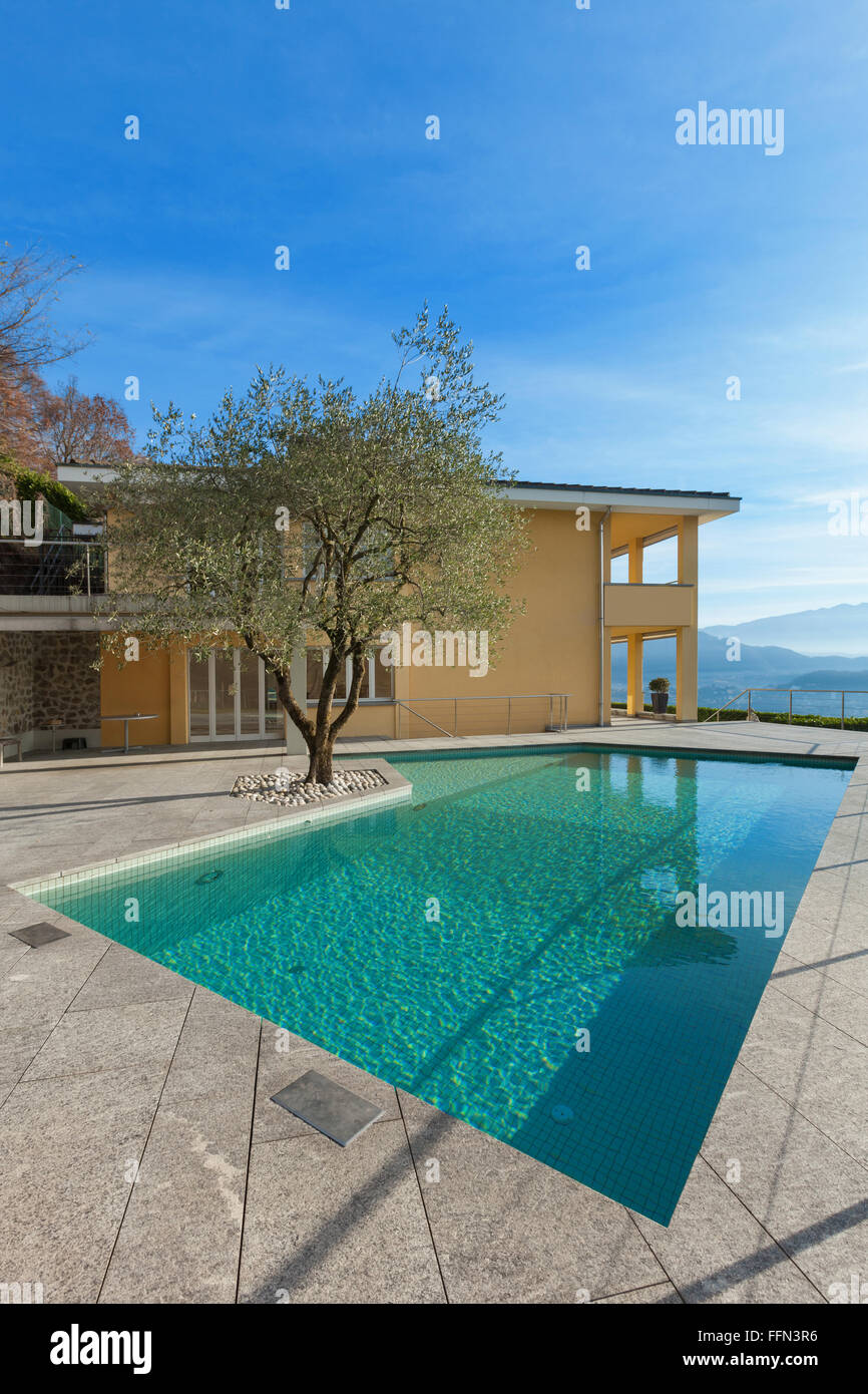 architecture, exterior of a modern building with pool Stock Photo - Alamy