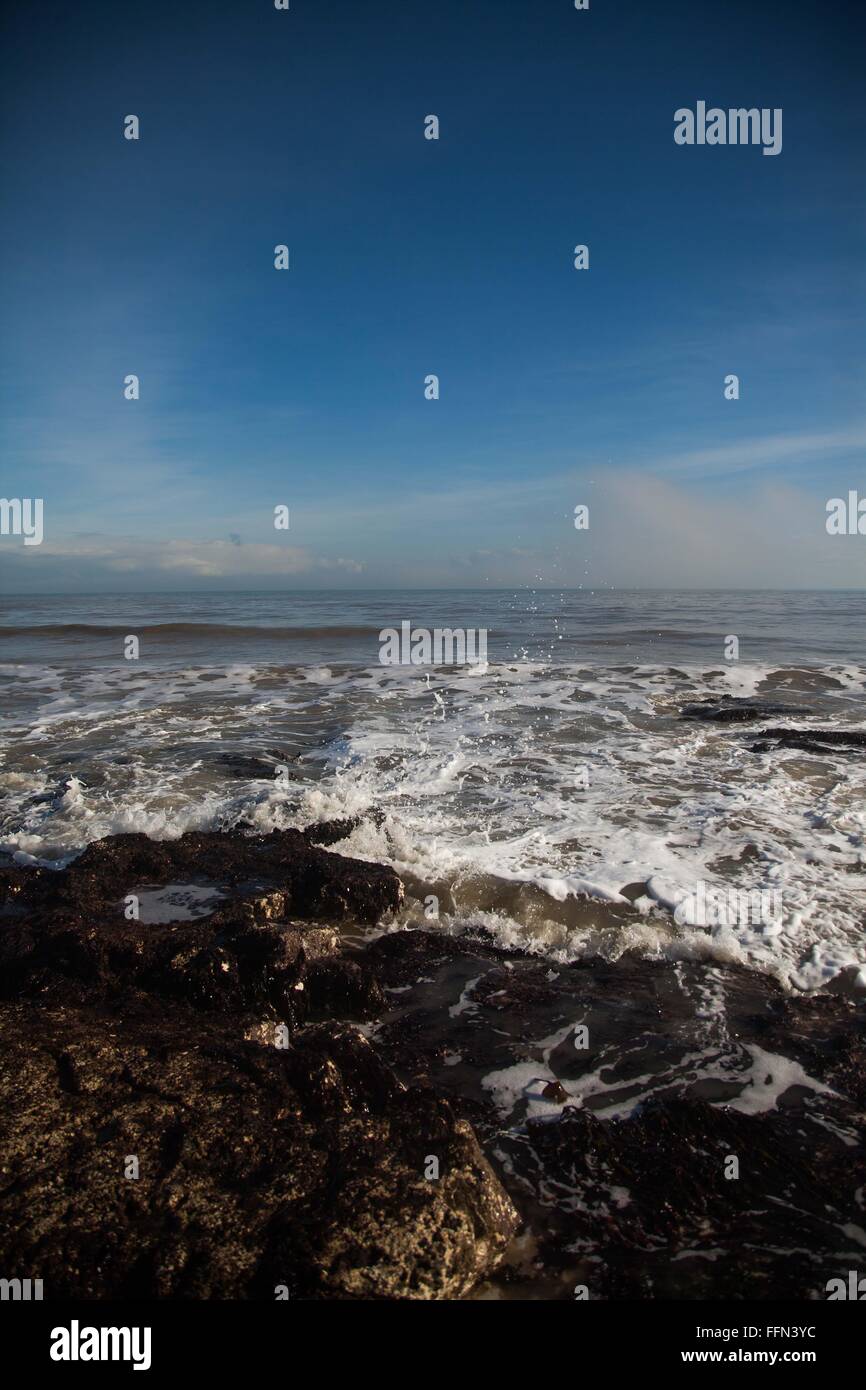 sea water waves winter left cold ice swell sea Kent beach tide Stock ...