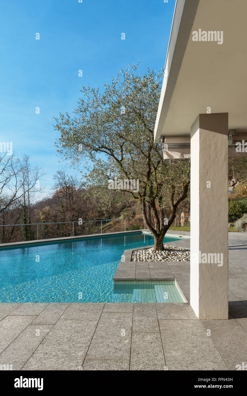 architecture, exterior of a modern building with pool Stock Photo - Alamy