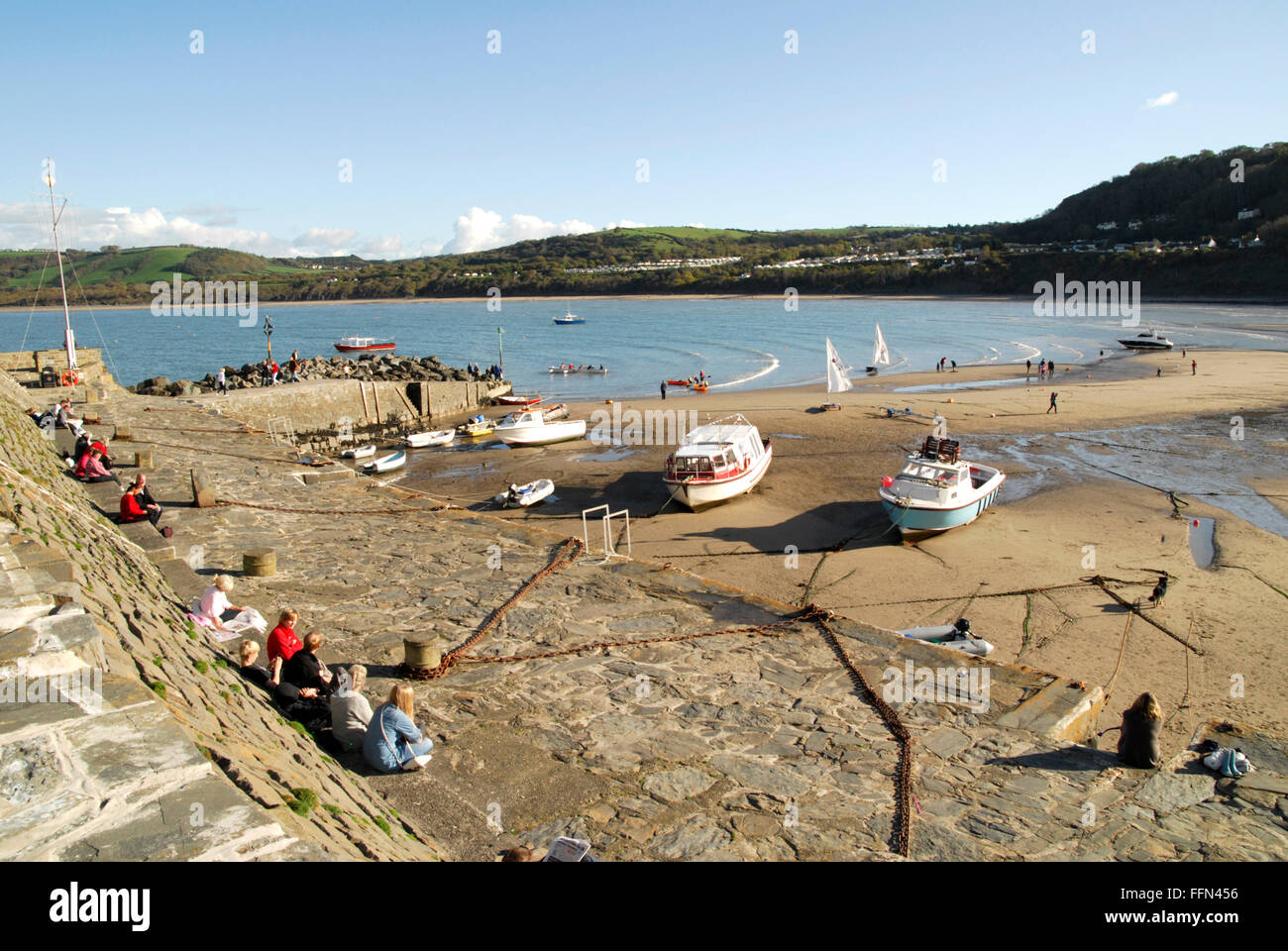 The quayside and beach at Newquay, West Wales Stock Photo - Alamy