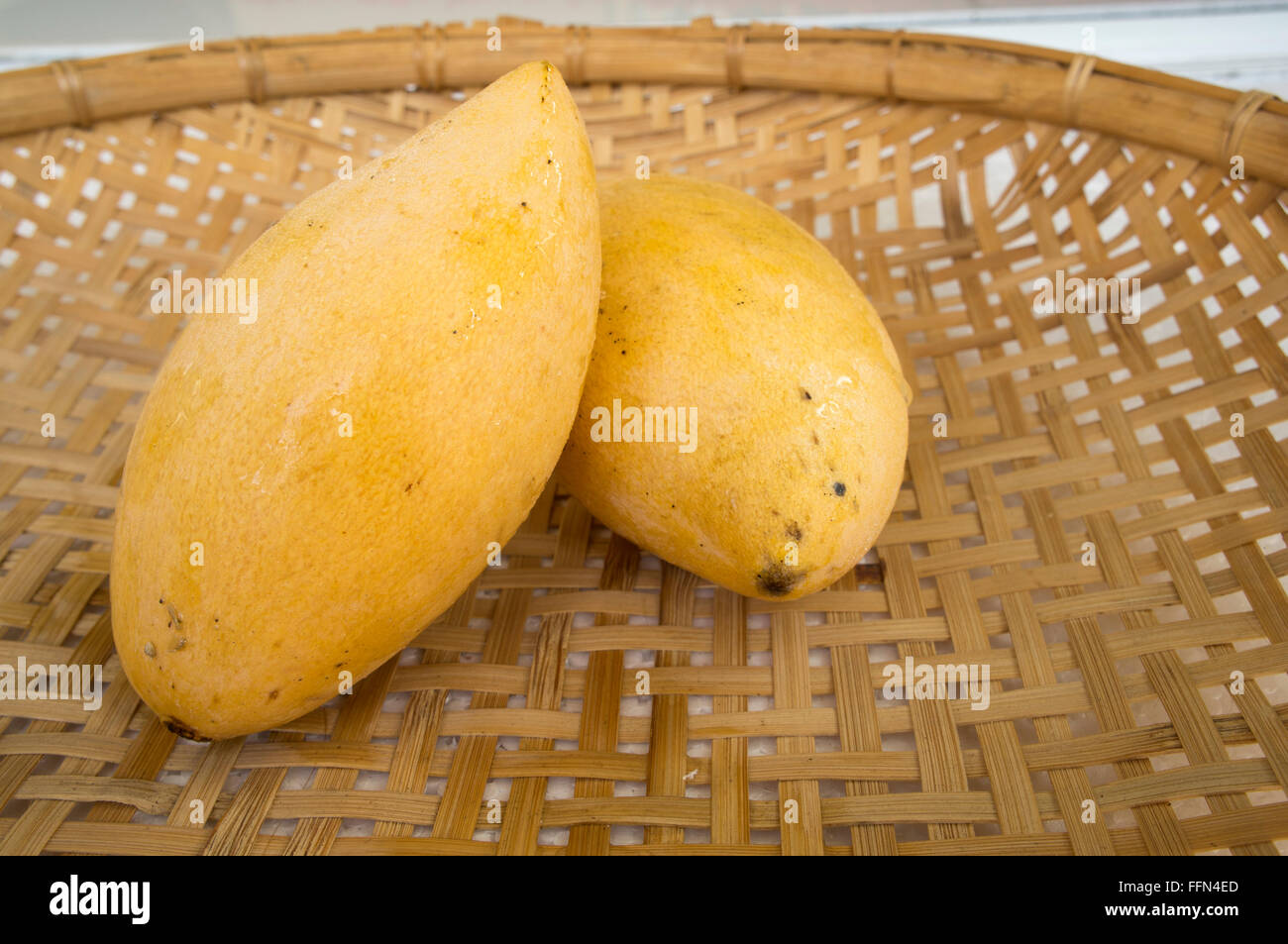 fresh mango on the bamboo tray Stock Photo - Alamy