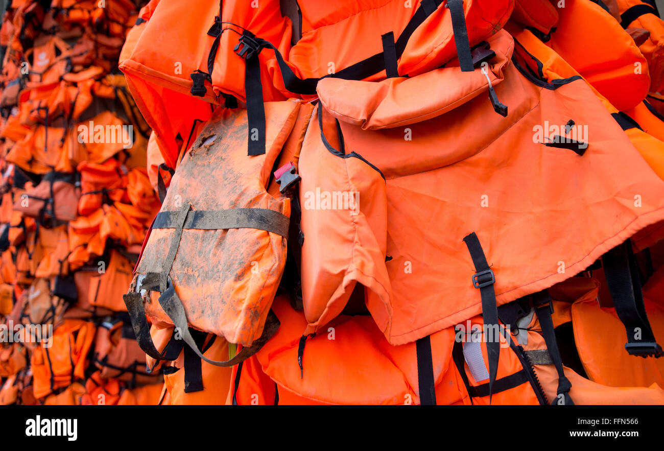 Discarded life jackets hi-res stock photography and images - Alamy