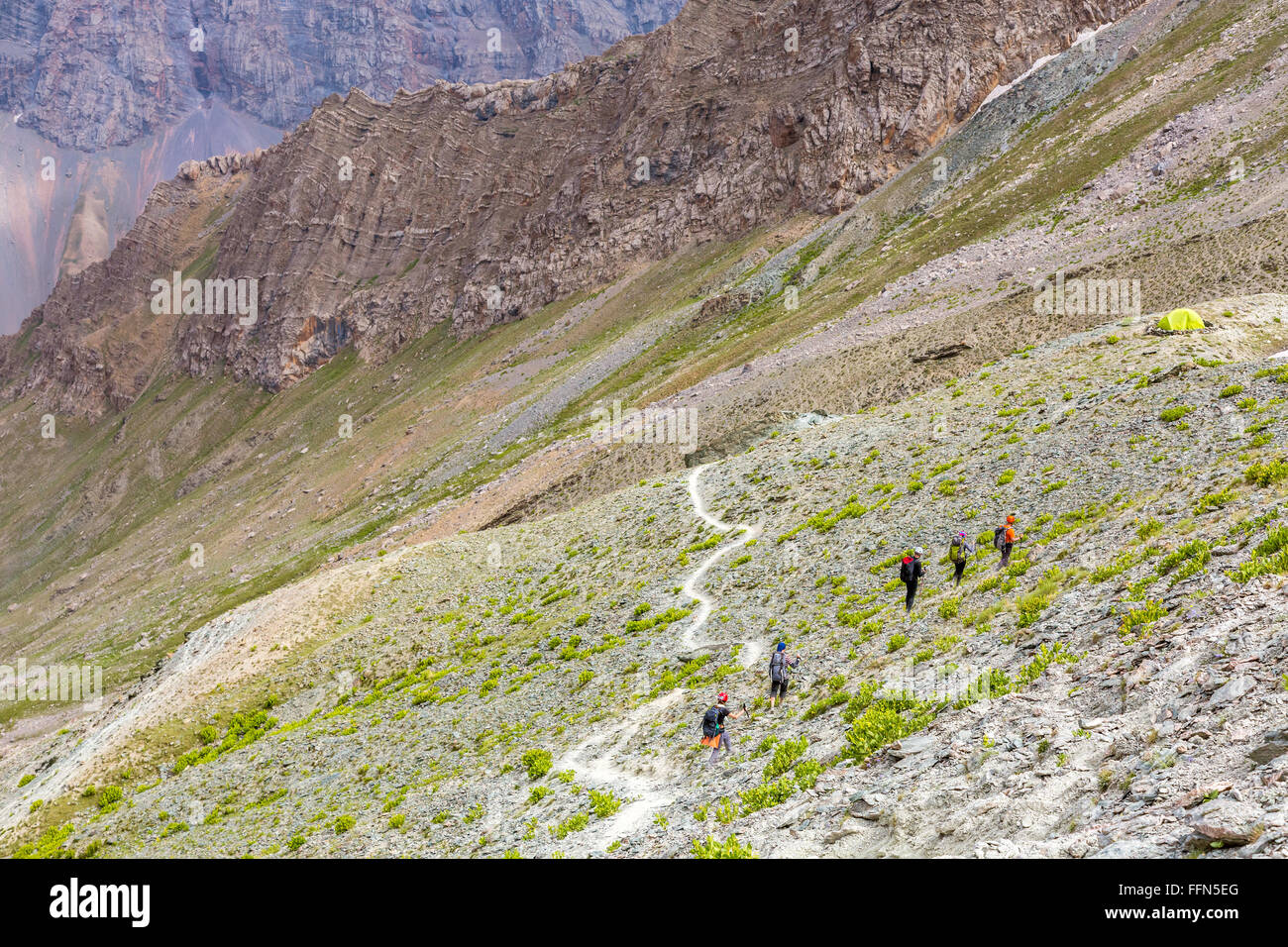 White mountain footpath and group of hikers Stock Photo - Alamy