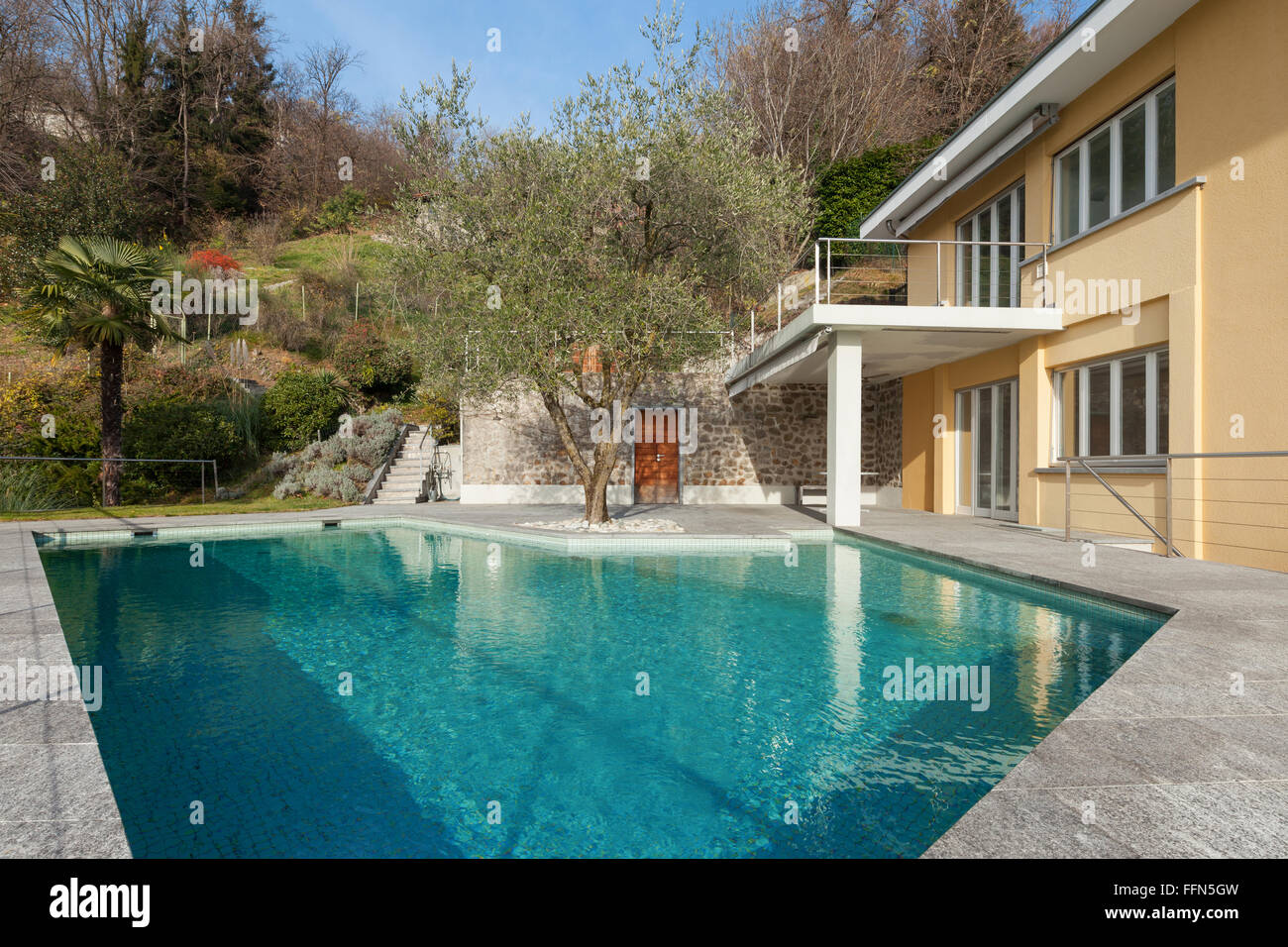 architecture, exterior of a modern building with pool Stock Photo - Alamy