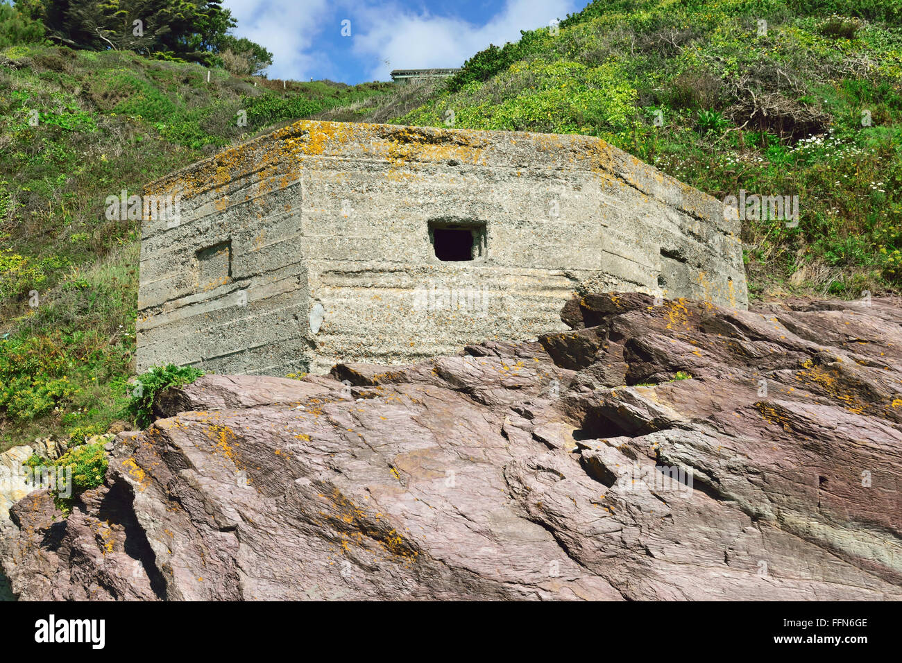World war 11 Pill Box sited on a beach in Southern England Stock Photo ...