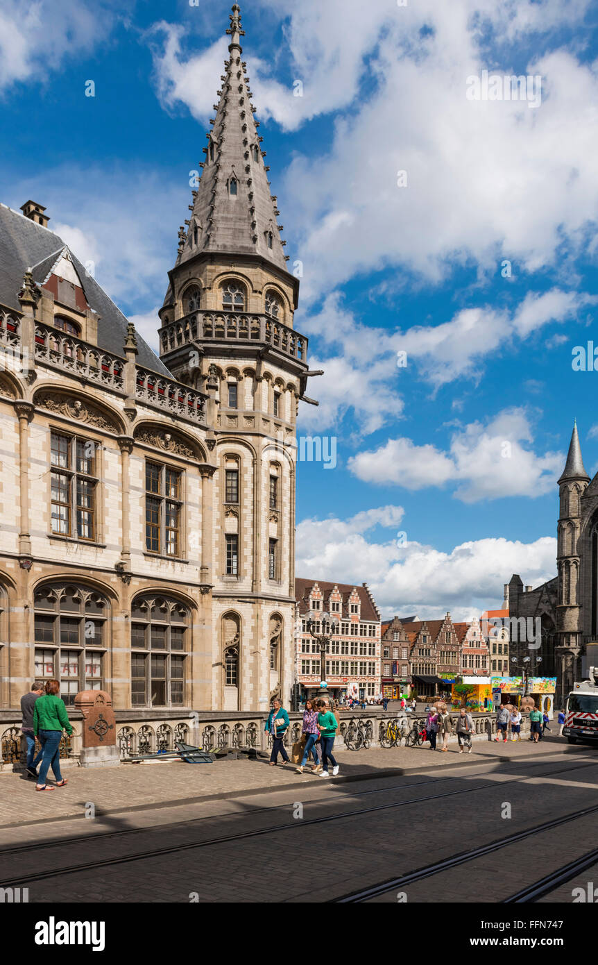 Old Post Office building in the old town of Ghent, Belgium, Europe ...