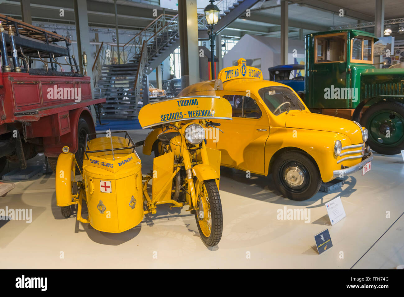 Old historic vehicles on display in Autoworld museum, Brussels, Belgium ...