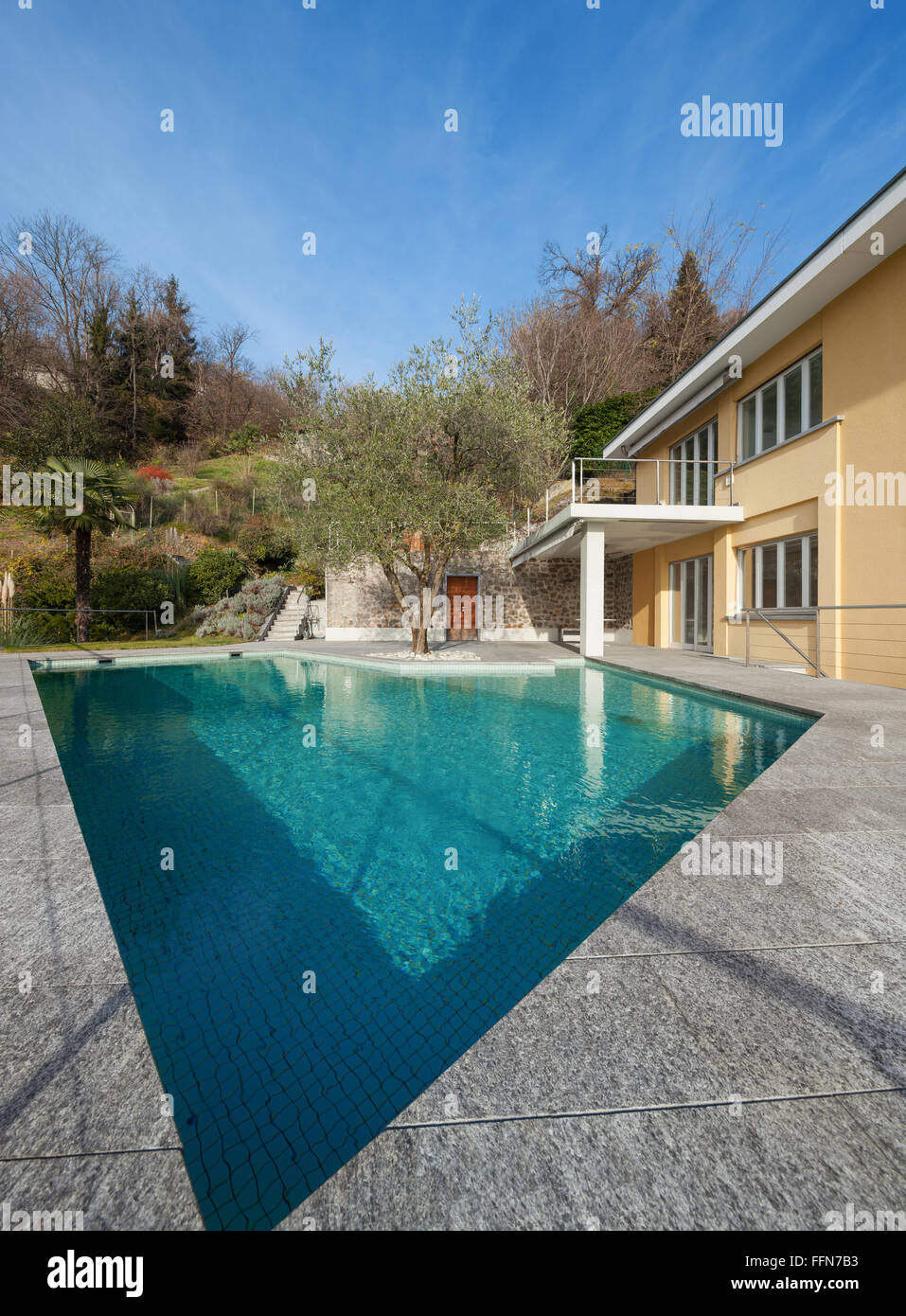 architecture, exterior of a modern building with pool Stock Photo - Alamy