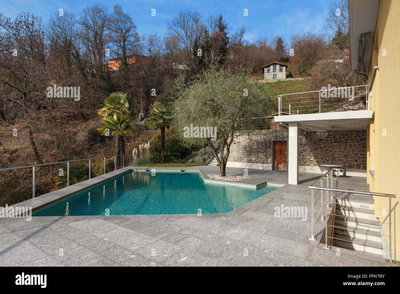 architecture, exterior of a modern building with pool Stock Photo - Alamy