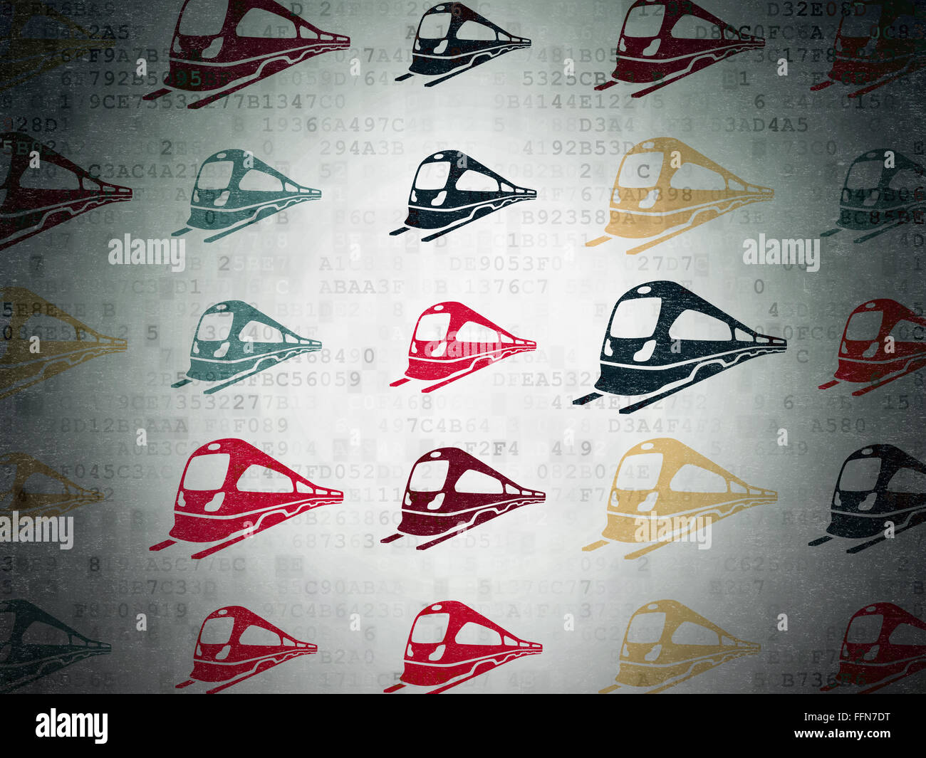 Vacation concept: Train icons on Digital Paper background Stock Photo ...