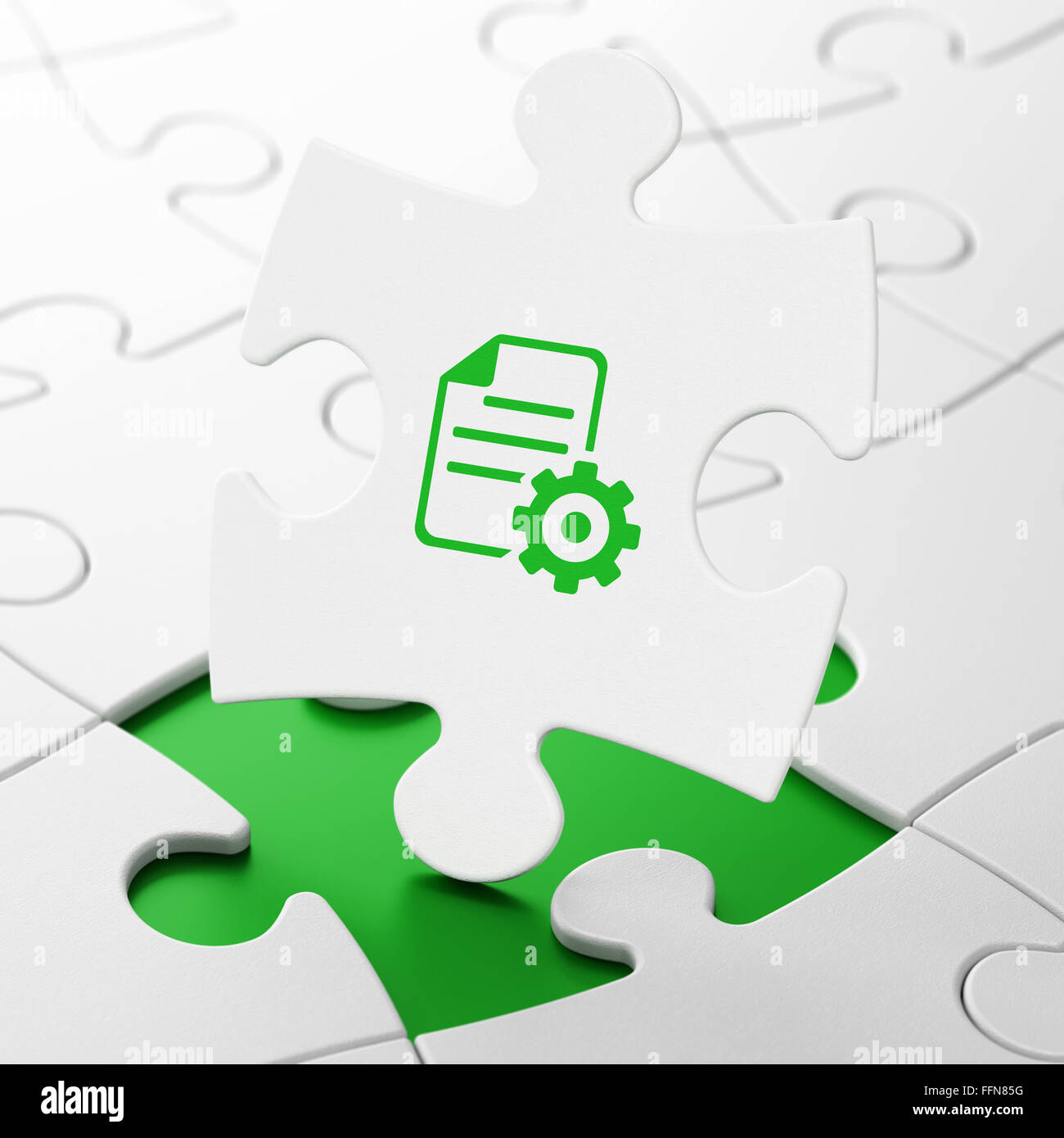 Programming concept: Gear on puzzle background Stock Photo - Alamy