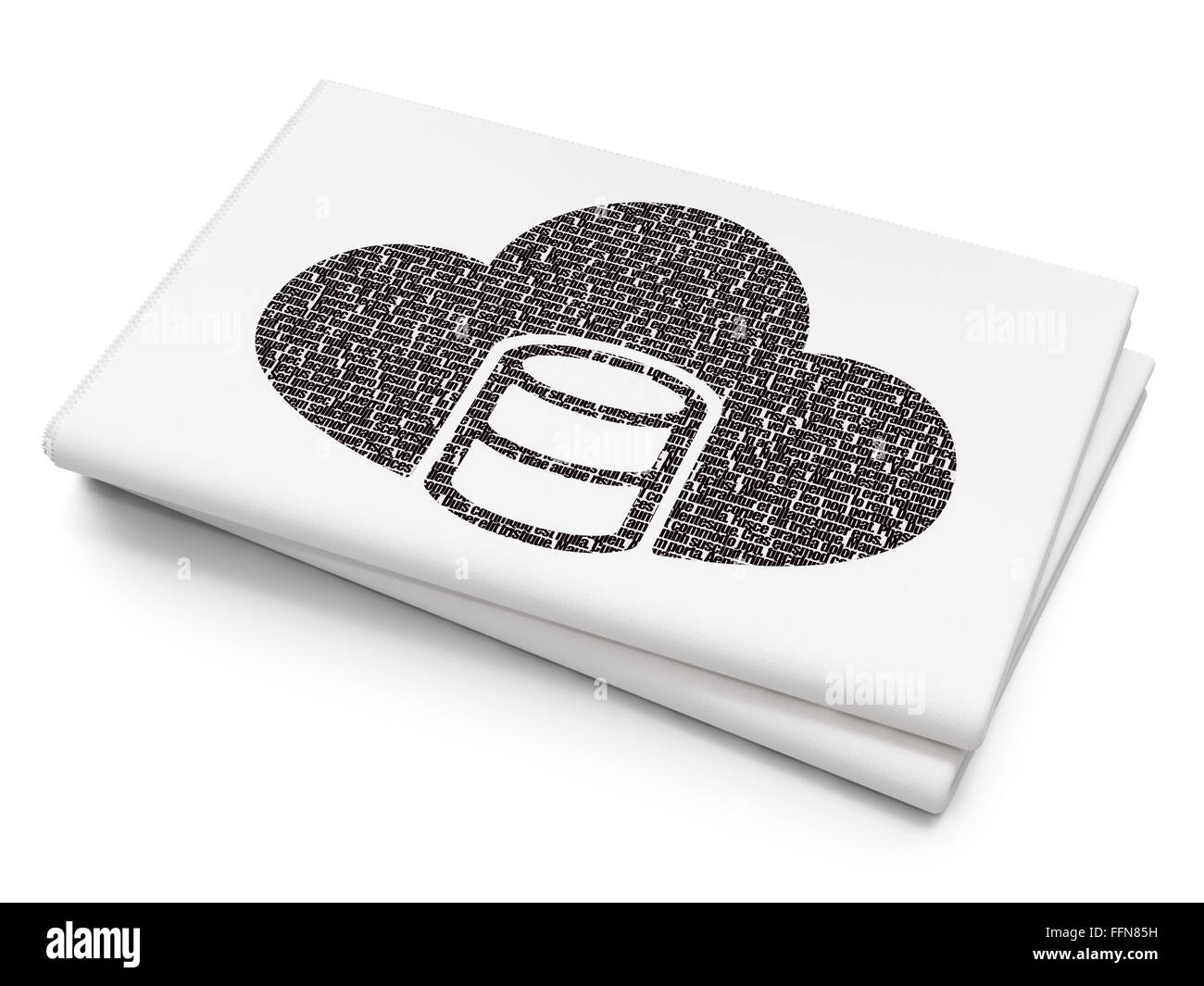 Software concept: Database With Cloud on Blank Newspaper background Stock Photo - Alamy